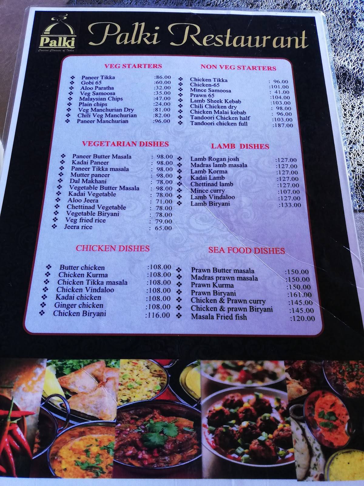 Menu at PALKI RESTAURANT DURBAN, Durban