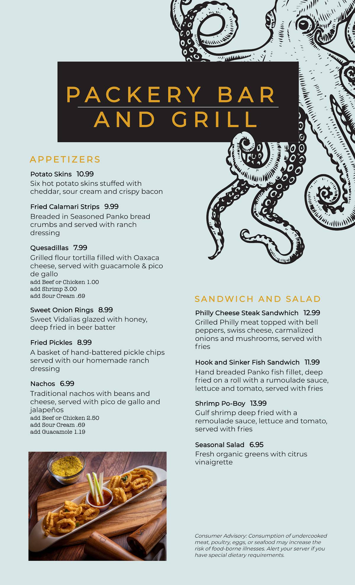 Menu at Packery Bar and Grill, Corpus Christi