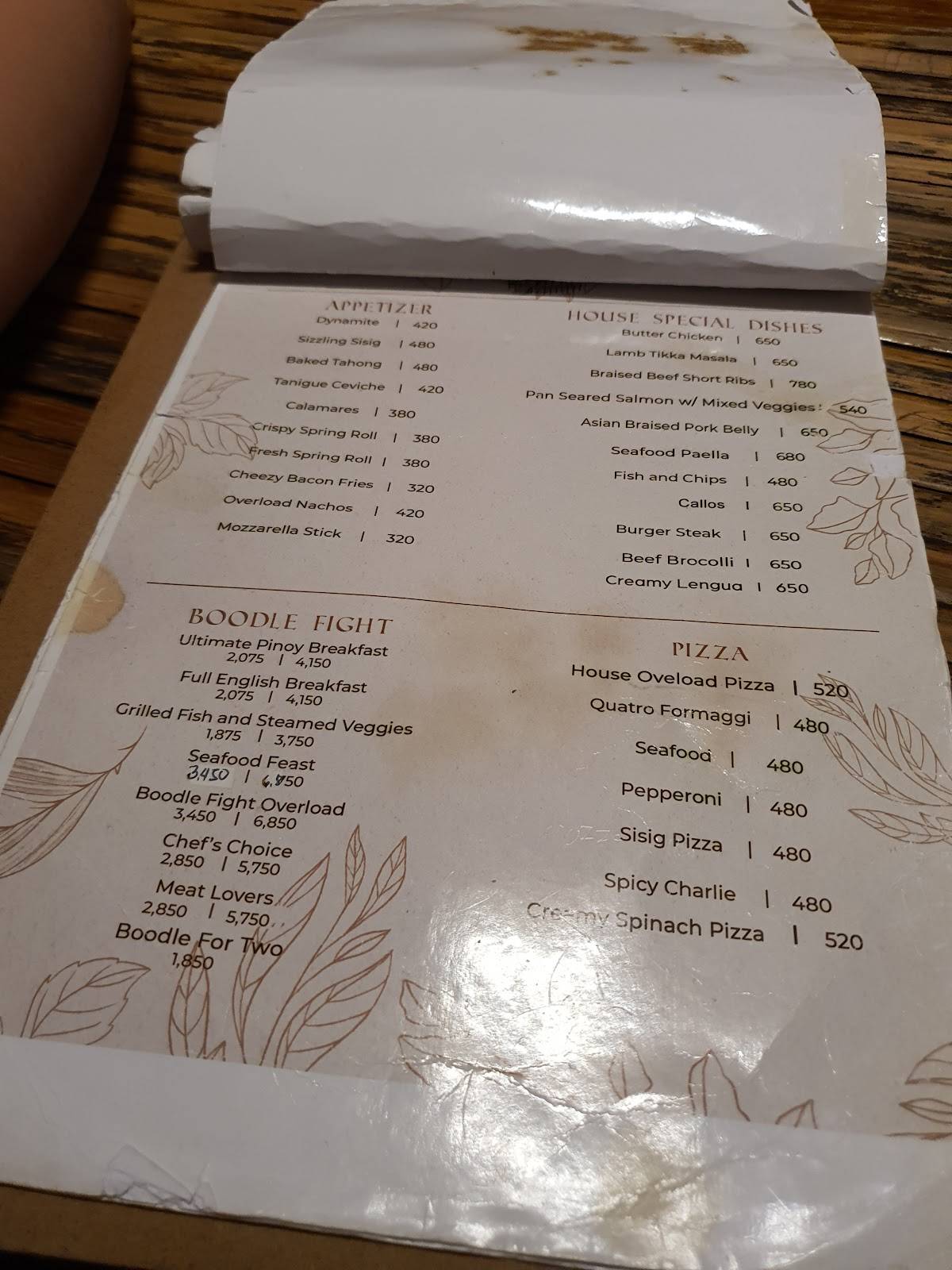 Menu at Pamahaw restaurant, Silang