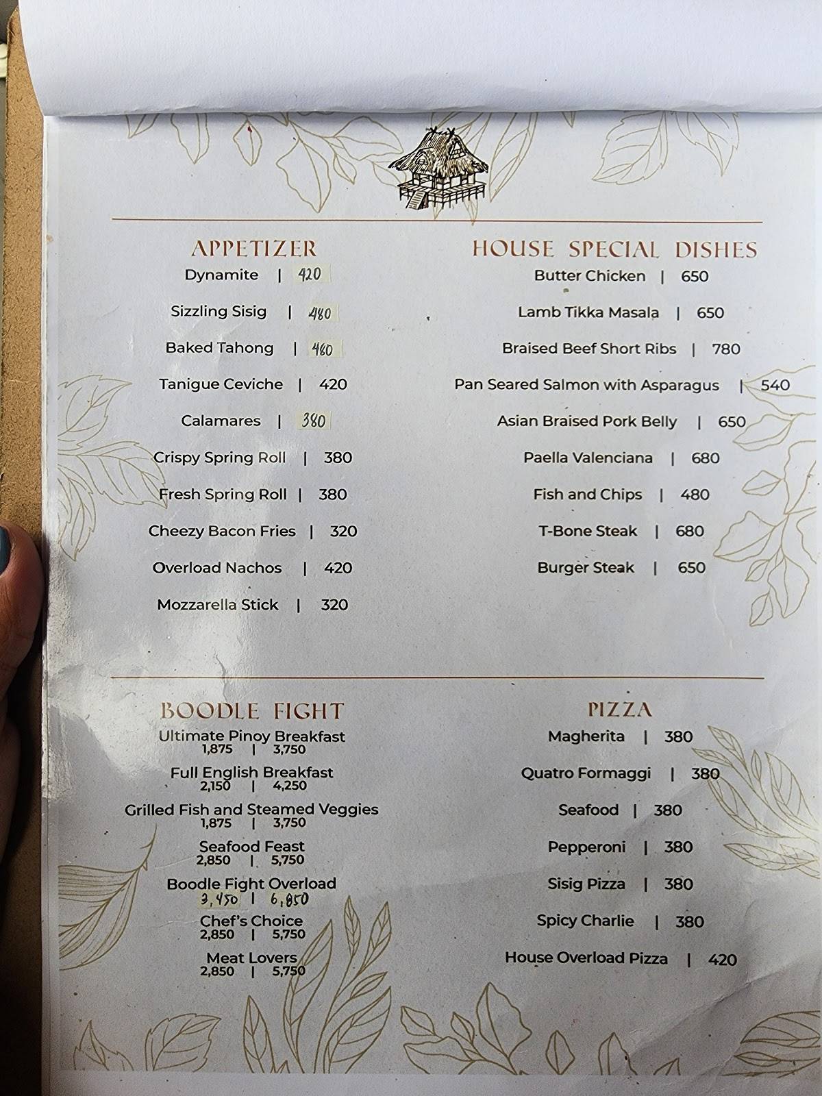 Menu at Pamahaw restaurant, Silang