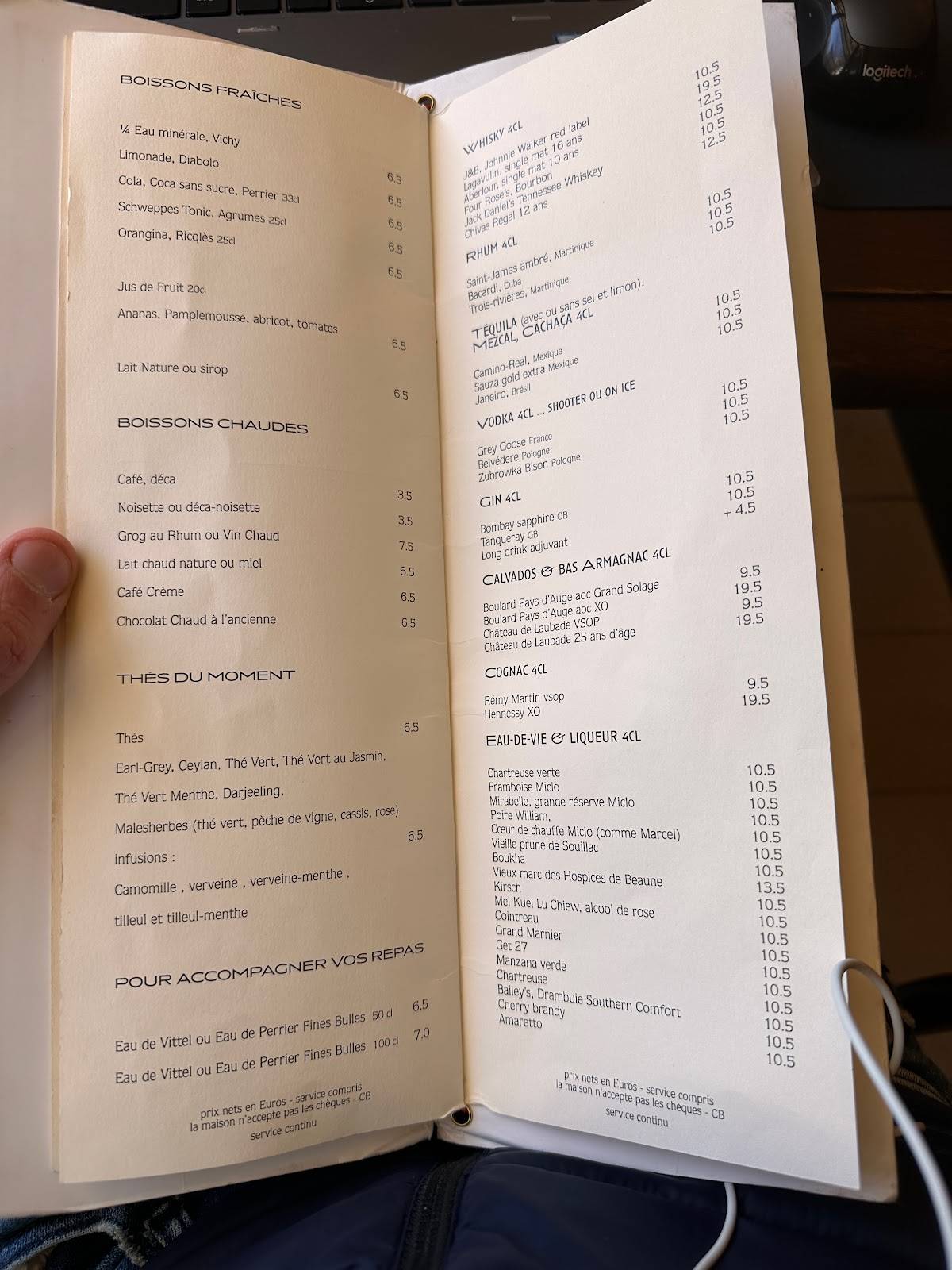 Menu at Le Courcelles restaurant, Paris, 94 Bd de Courcelles