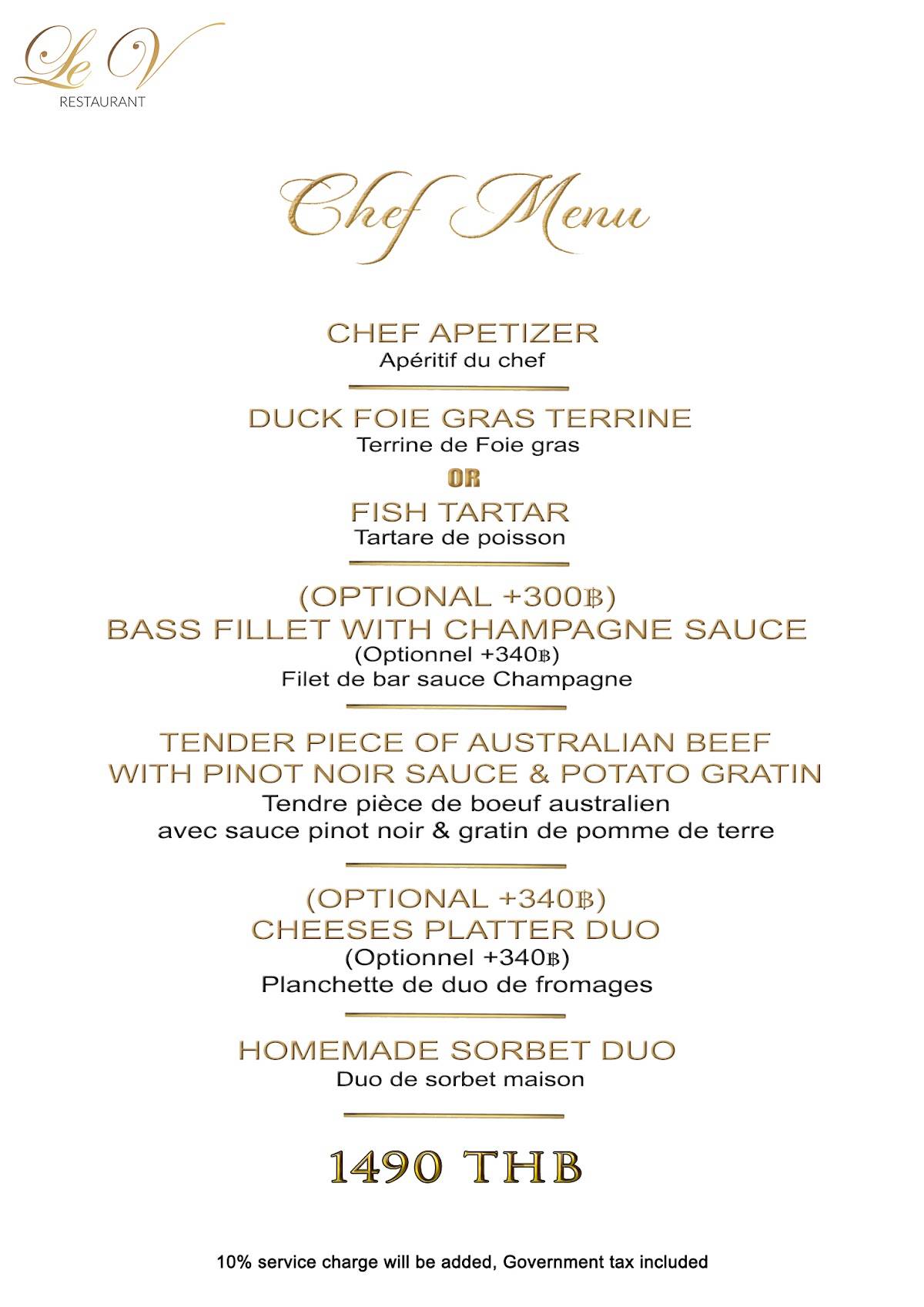 Menu at Le Versace Lounge Rooftop pub & bar, Pa Tong
