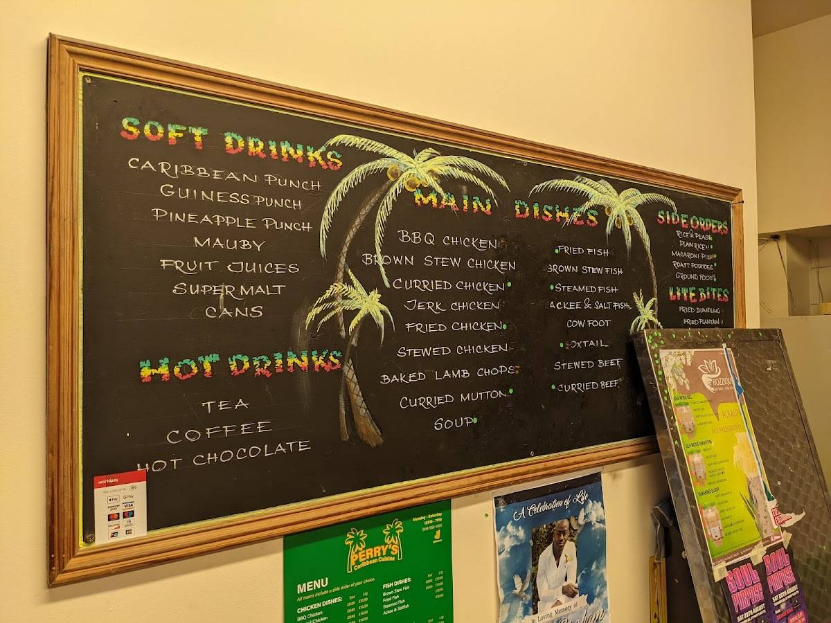 Menu at Perry's restaurant, Reading