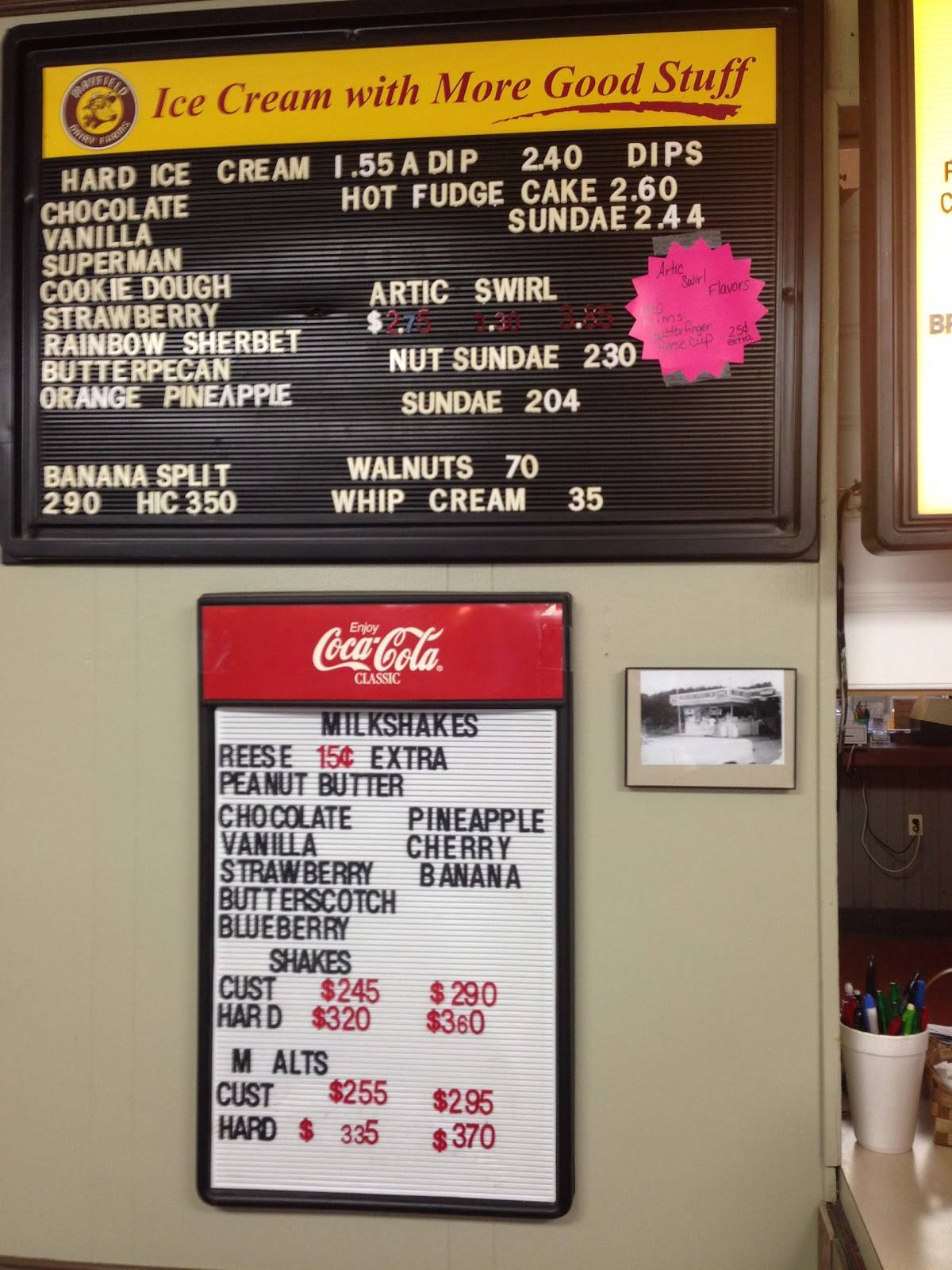 Menu at Phillips Drive In pizzeria, Oneida, Alberta St