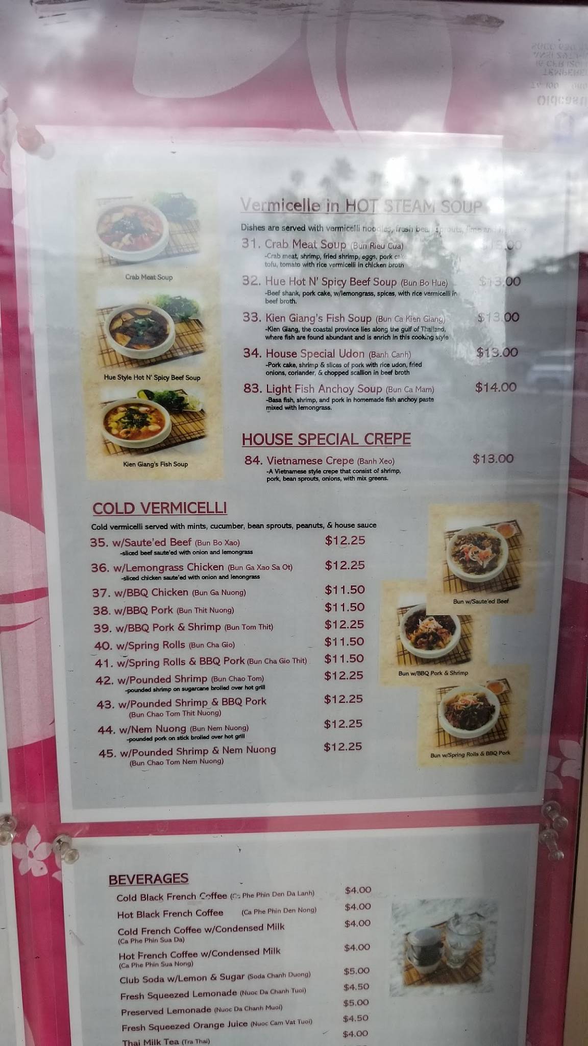 Menu at Pho 97 One restaurant, Aiea