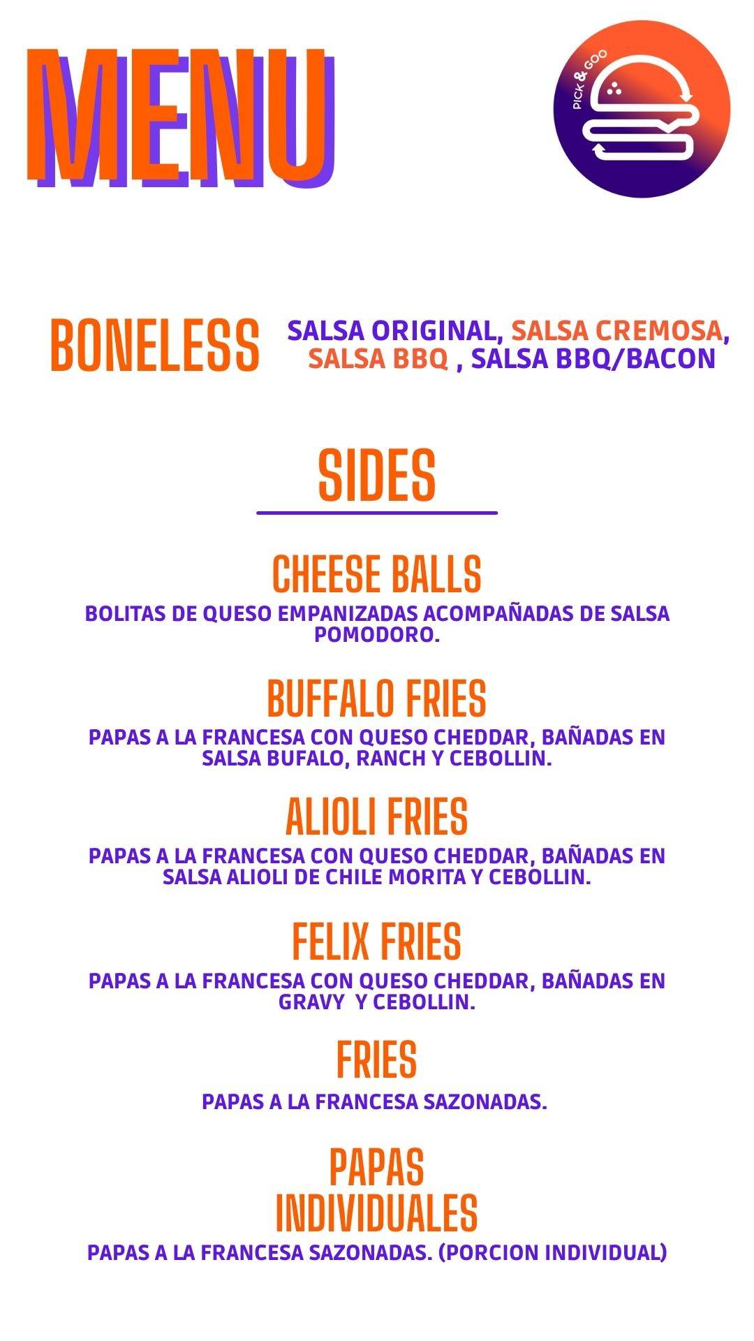 Menu at Pick & Goo restaurant, San Nicolás de los Garza