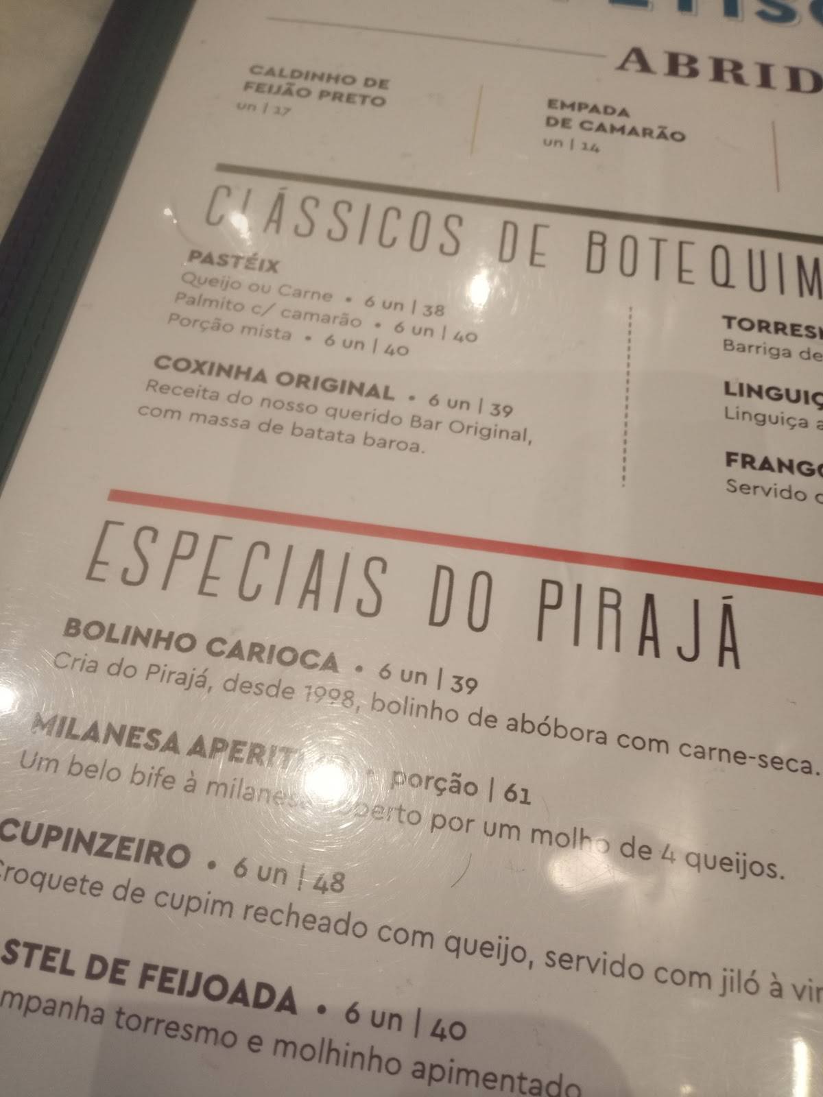 Menu at Pirajá Shopping Dom Pedro pub & bar, Campinas