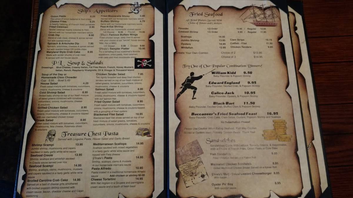 Menu at Pirates Landing pub & bar, Elkin, 161 Interstate Way