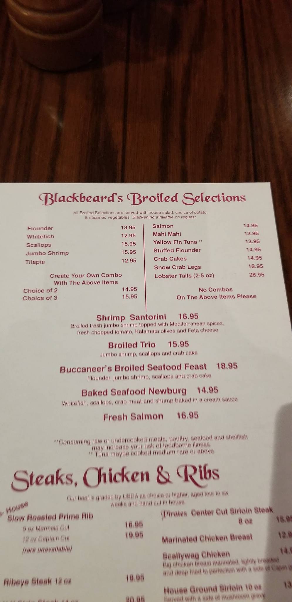 Menu at Pirates Landing pub & bar, Elkin, 161 Interstate Way