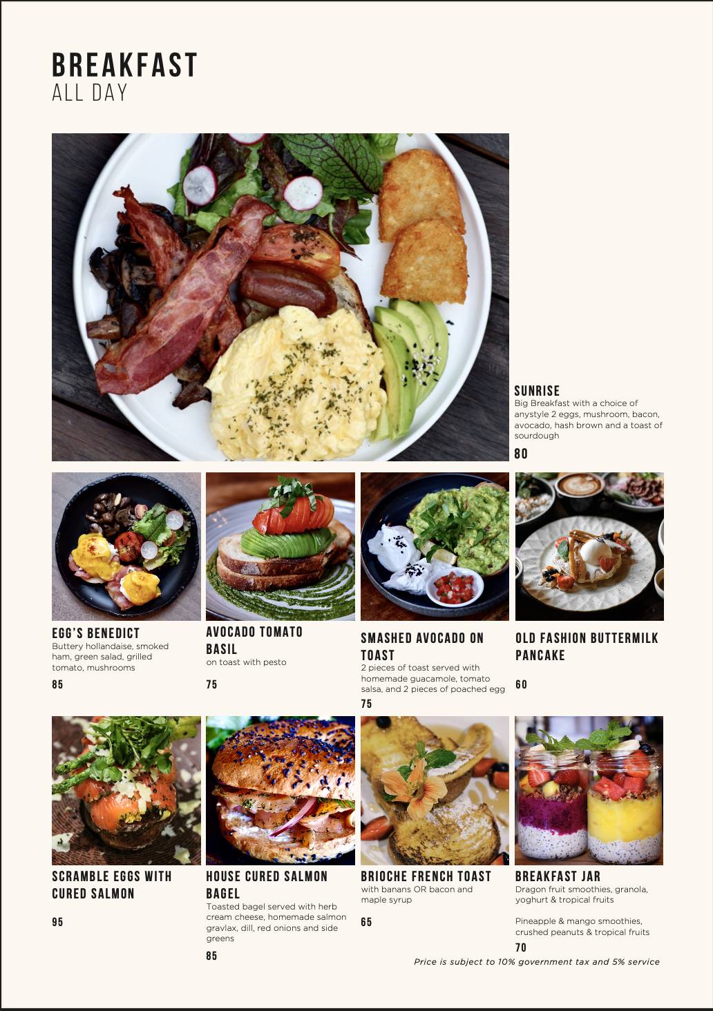 Menu at Pison Thamrin restaurant, Central Jakarta