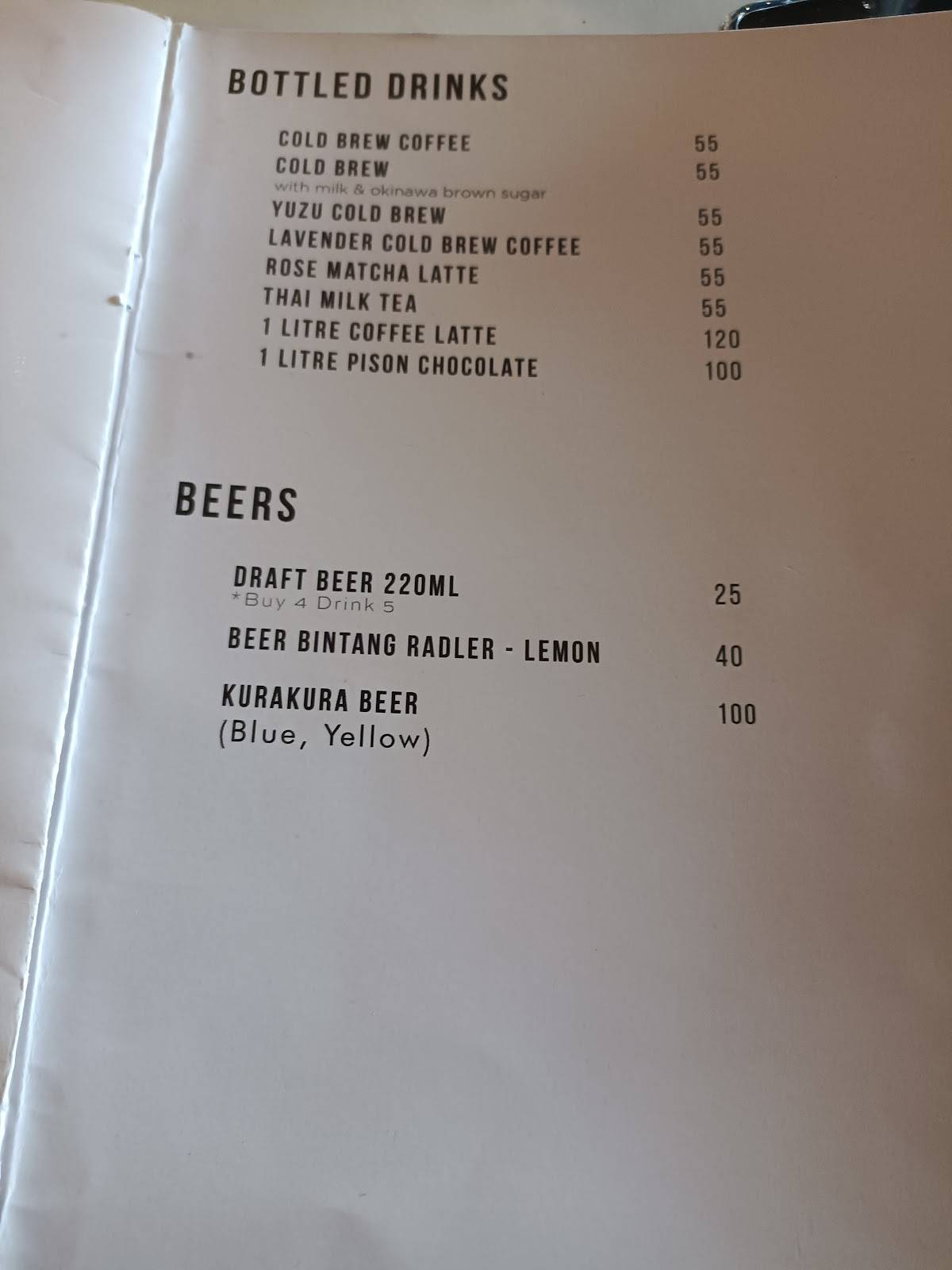 Menu at Pison Thamrin restaurant, Central Jakarta