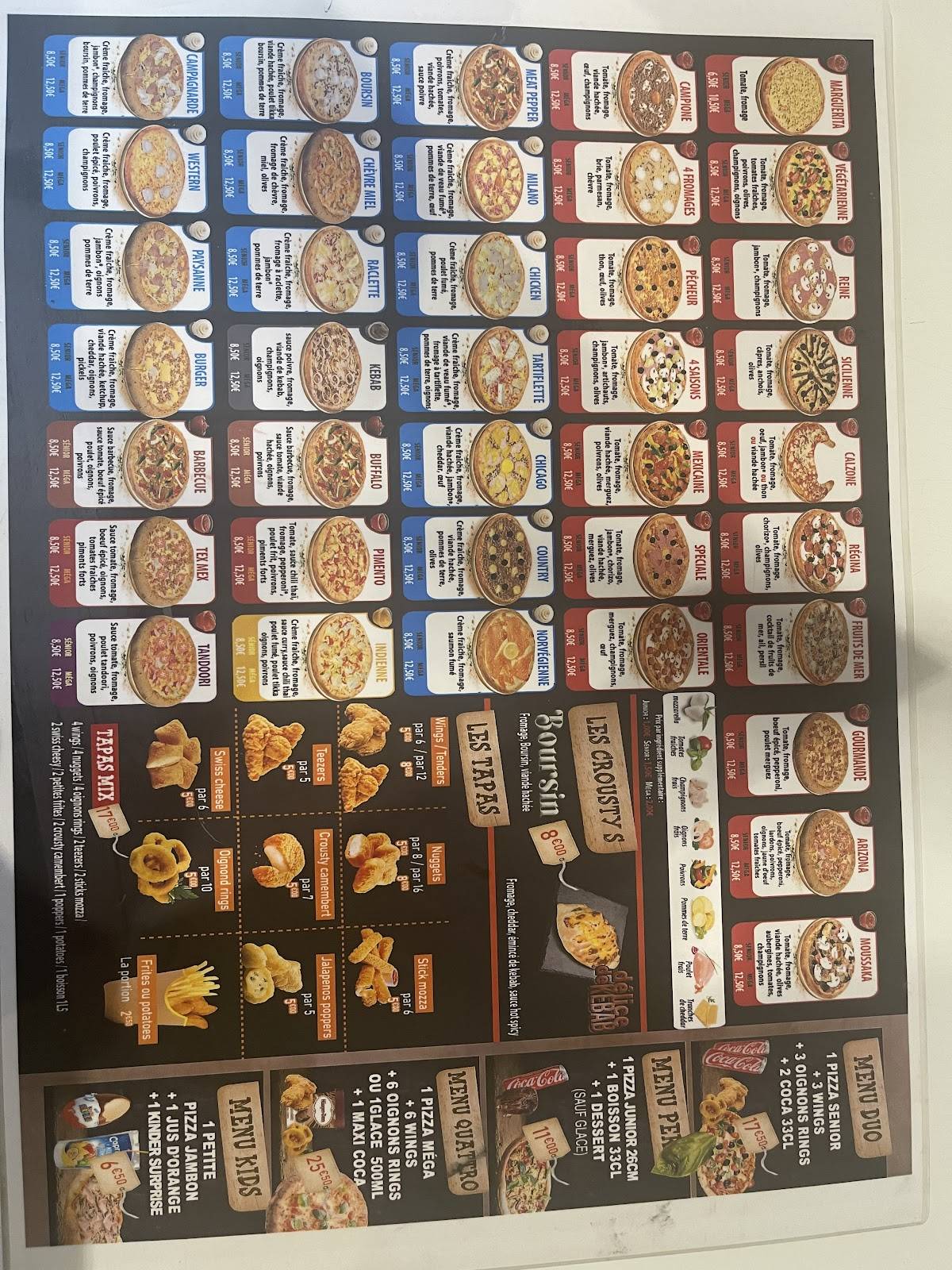 Menu au Pizza 2000 Pizzeria Livraison à Domicile Dammartin en Goele ...