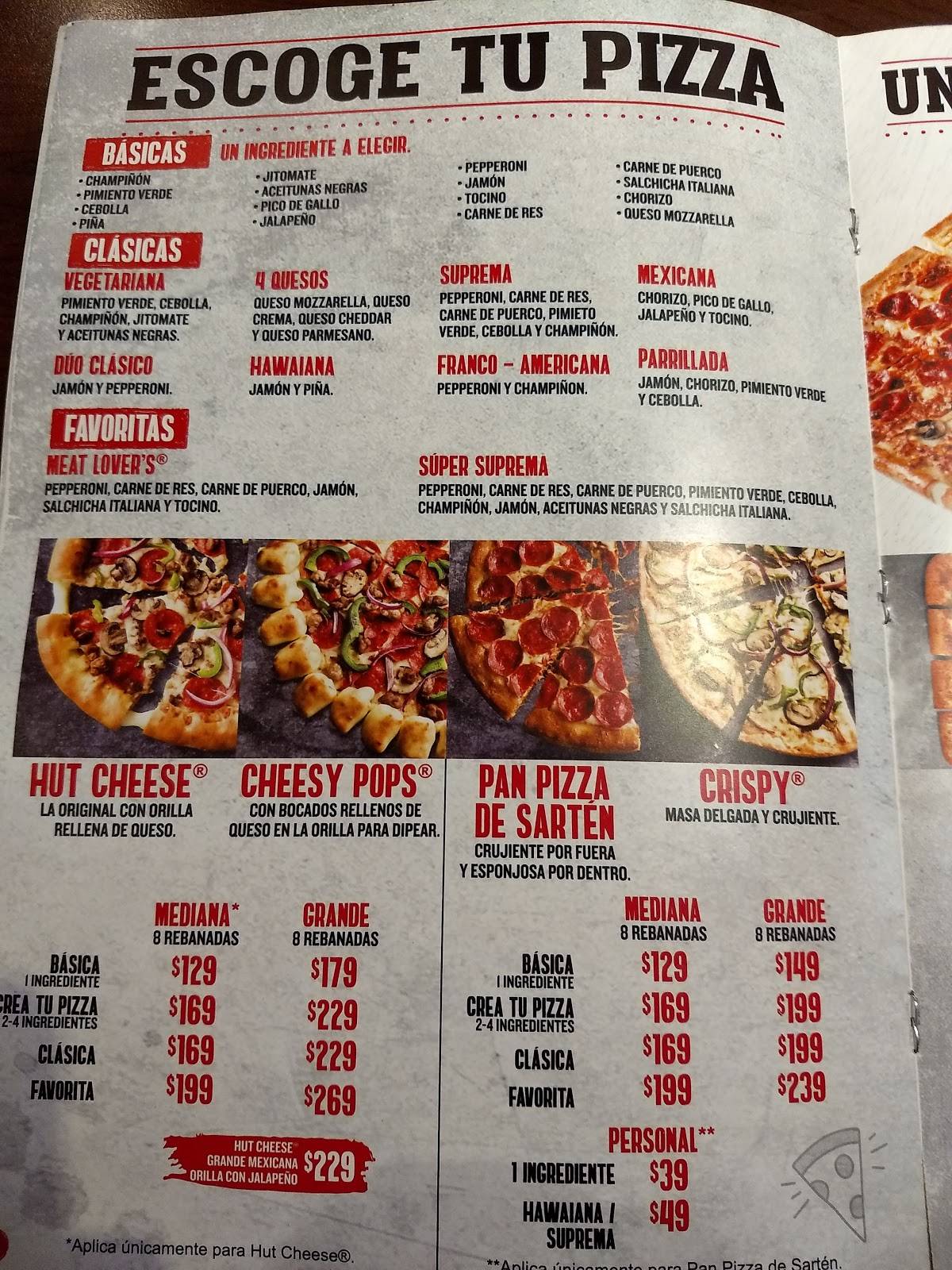 Carta del restaurante Pizza Hut, Ecatepec, Multiplaza Aragón