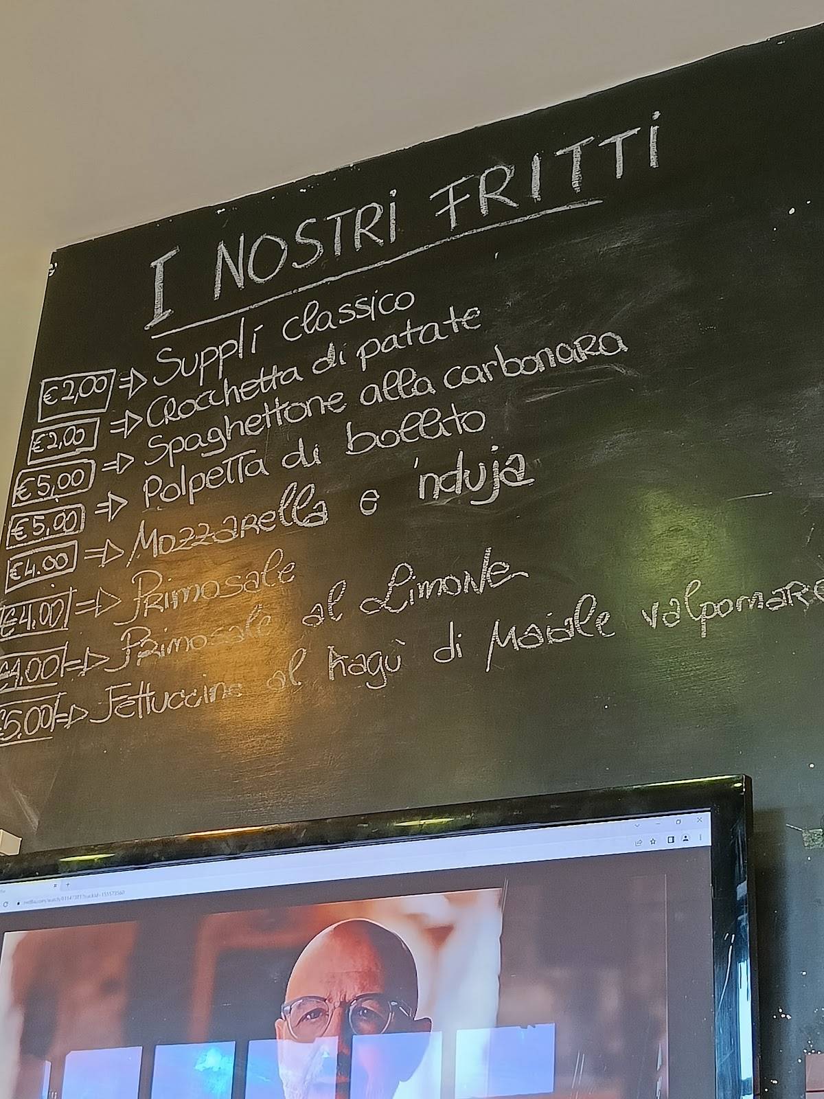 Menu at Bonci Pizzarium pizzeria, Rome