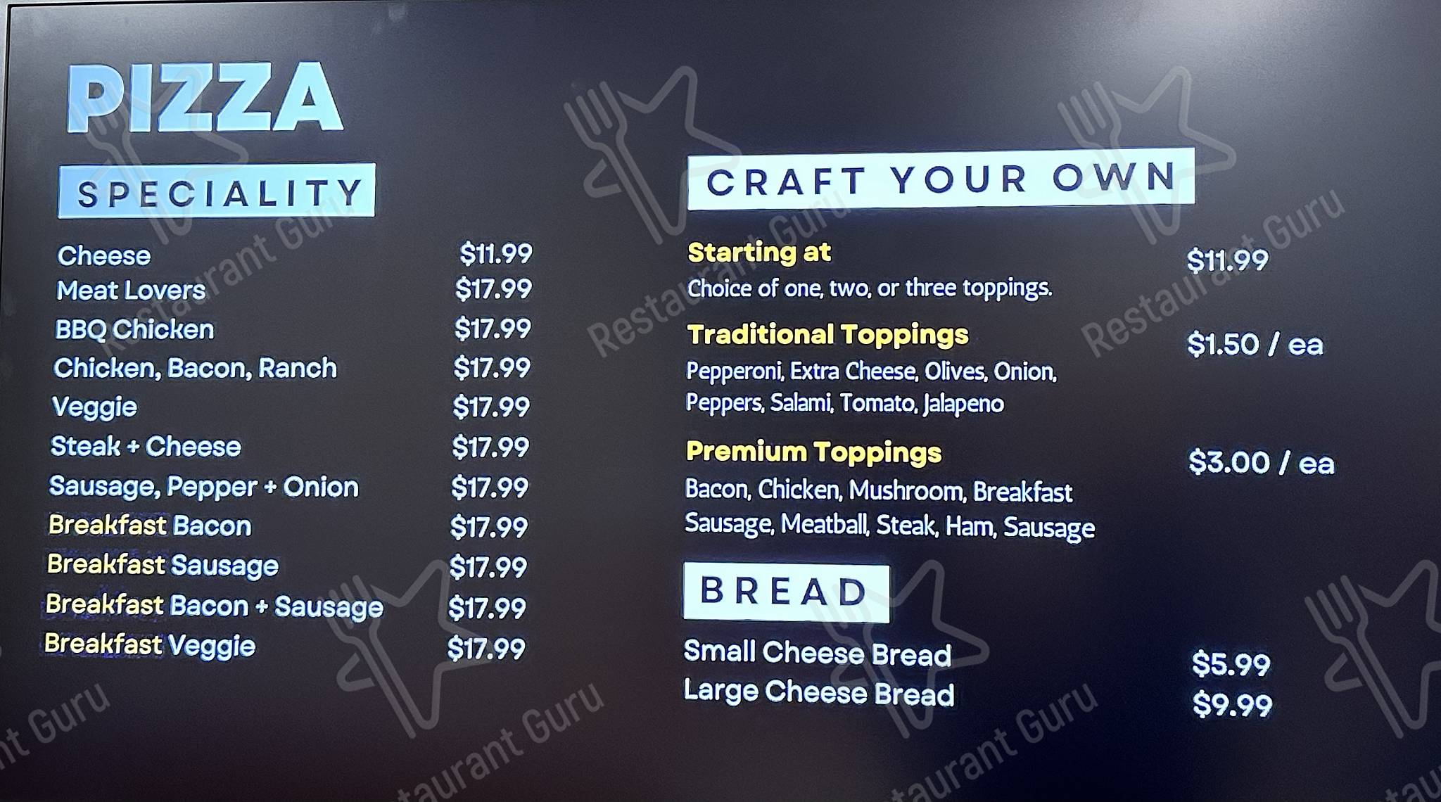 Menu at Harry's Convenience Stores pizzeria, Buxton, 222 Narragansett Trail