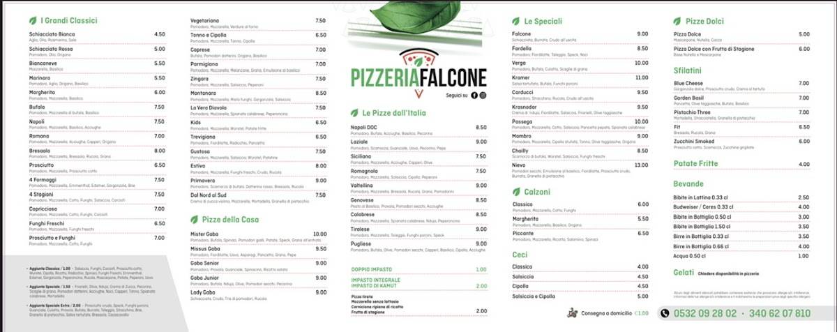Speisekarte von Pizzeria Falcone, Ferrara
