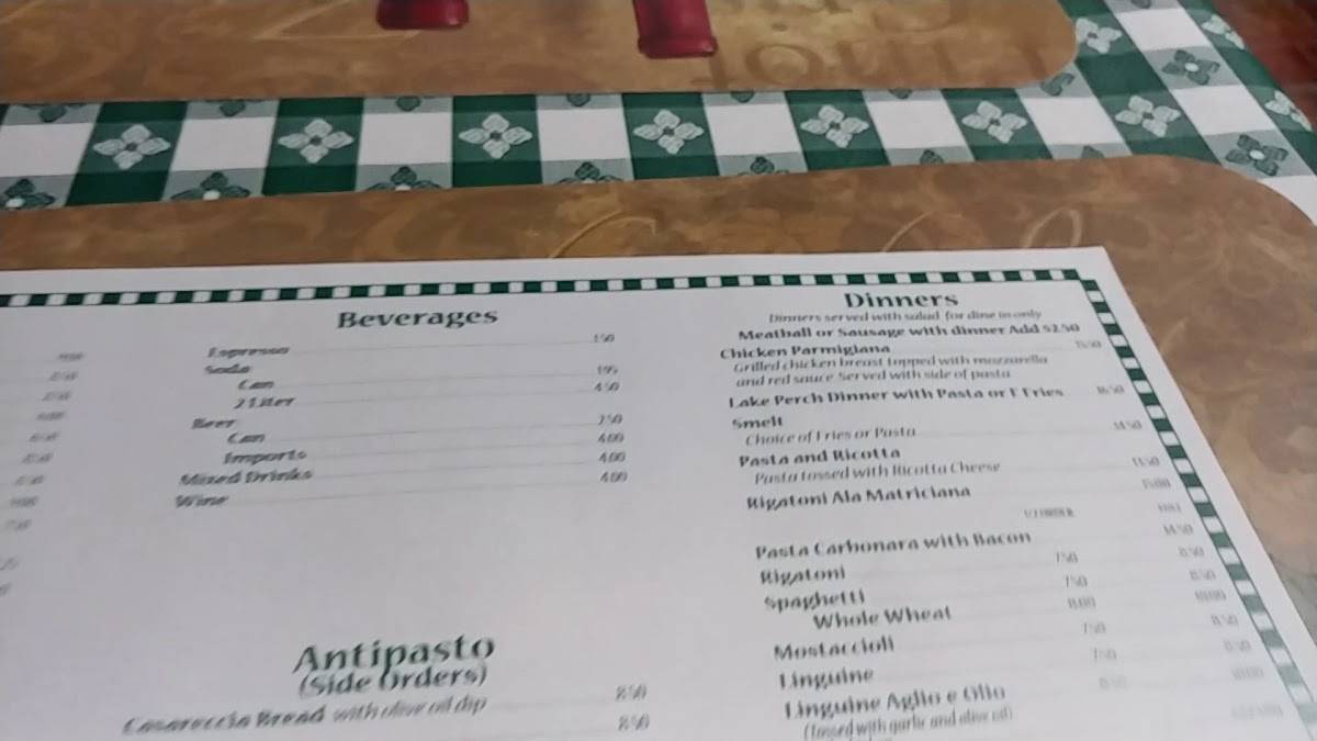 Menu at Renzo's Pizzeria & Trattoria, Kenosha
