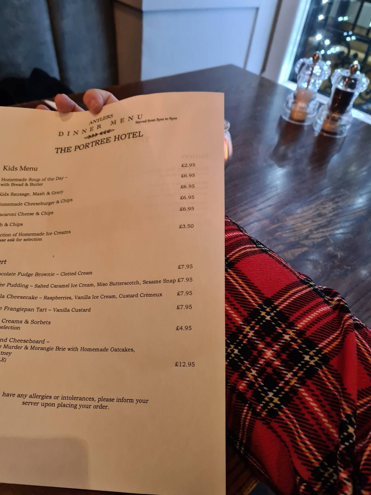 Menu at Antlers Bar and Grill, Portree