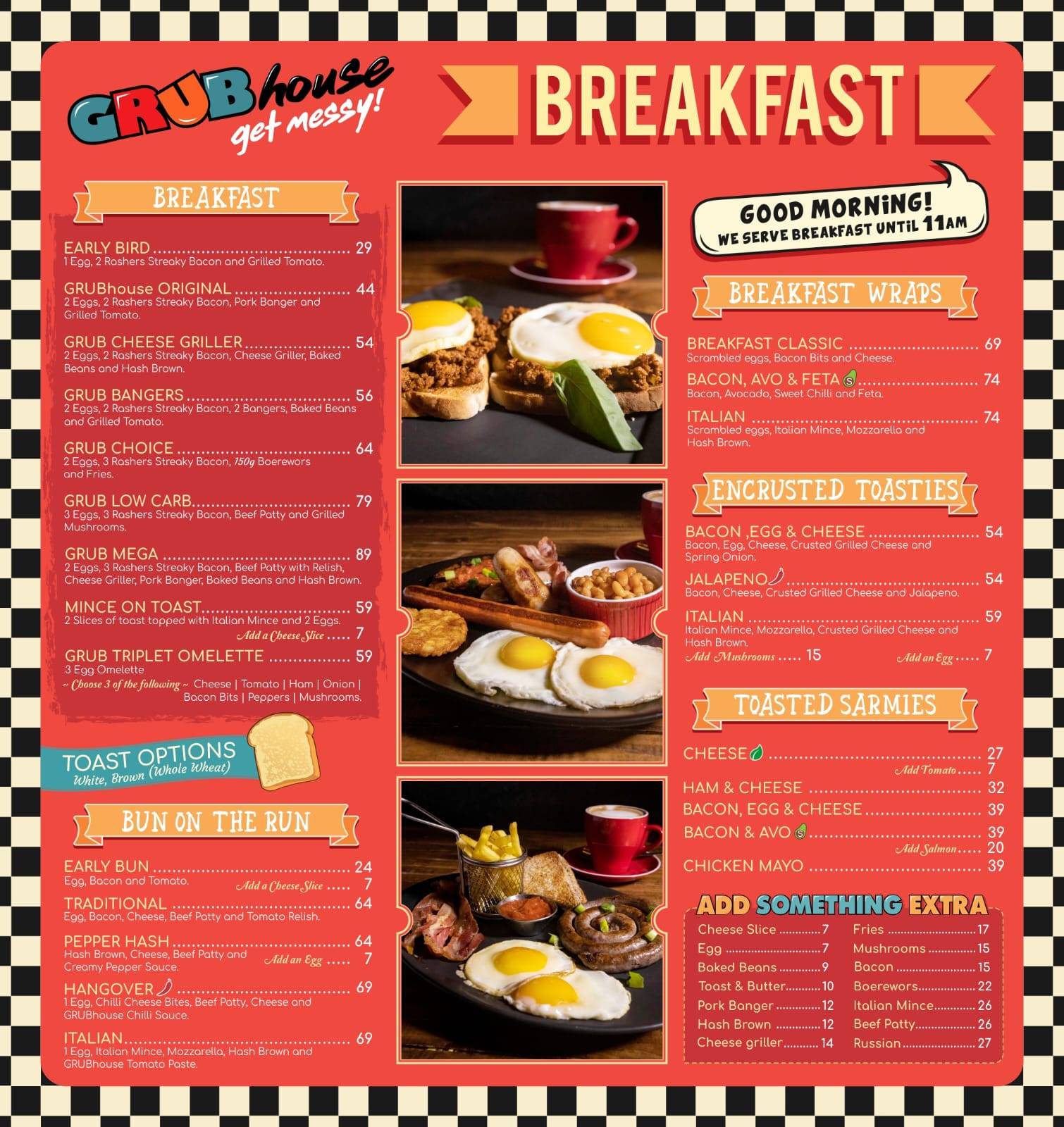 Menu at GrubHouse Diner restaurant, Trichardt