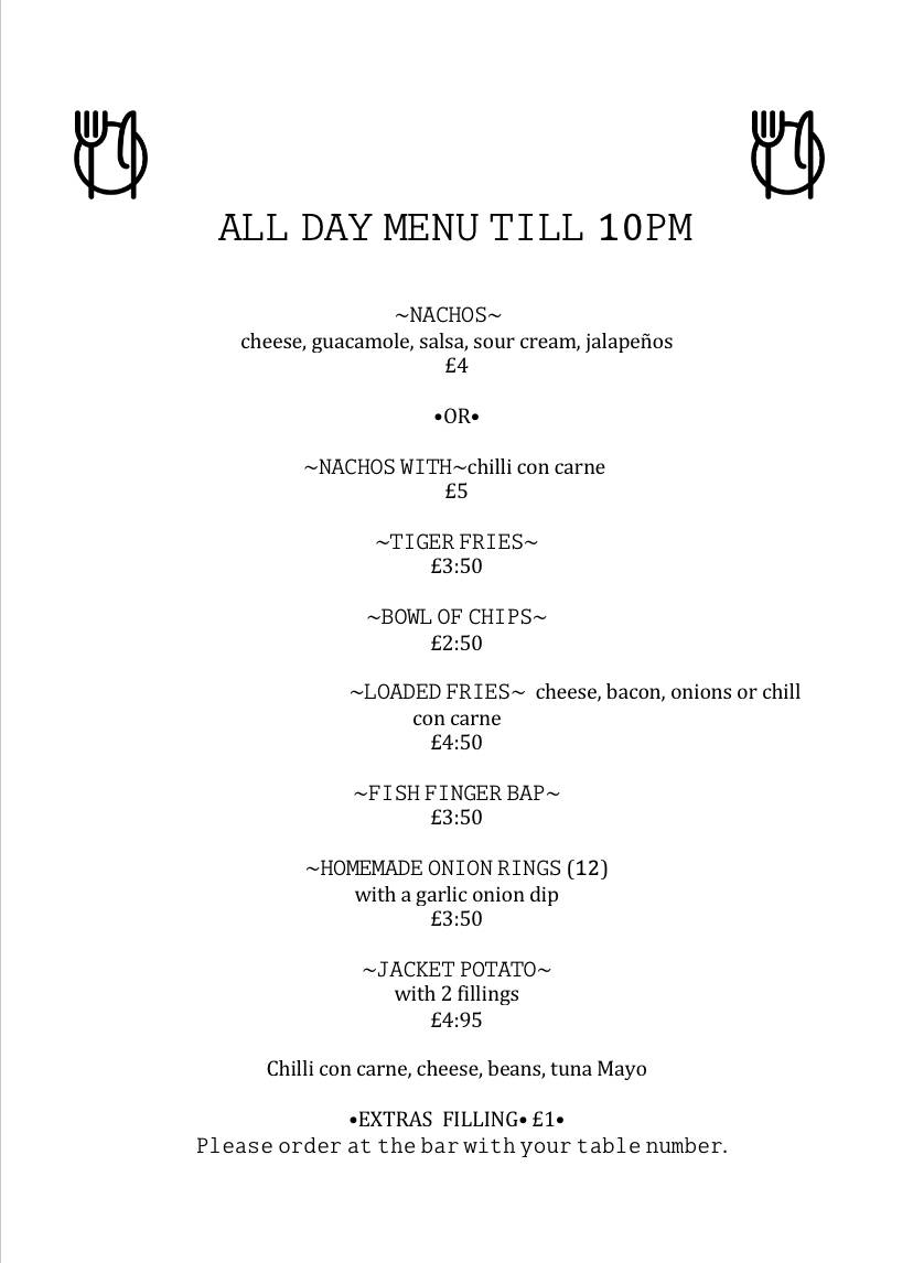 Menu at Prince Of Wales Pub & Accommodation, Llangollen