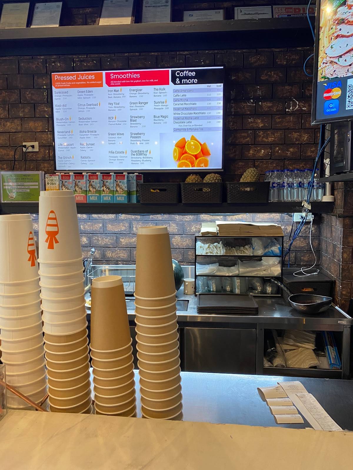 Menu at Projuice Juice Bar, Manila