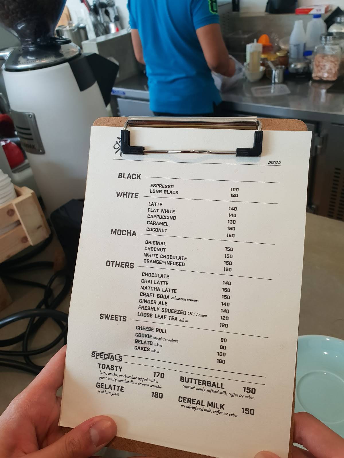 Menu at Prominent Manila cafe, Quezon City