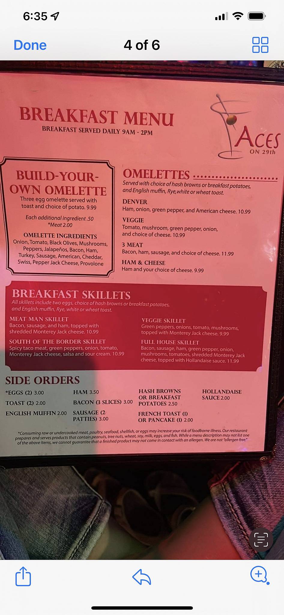 Menu at Aces On 29th pub & bar, Superior
