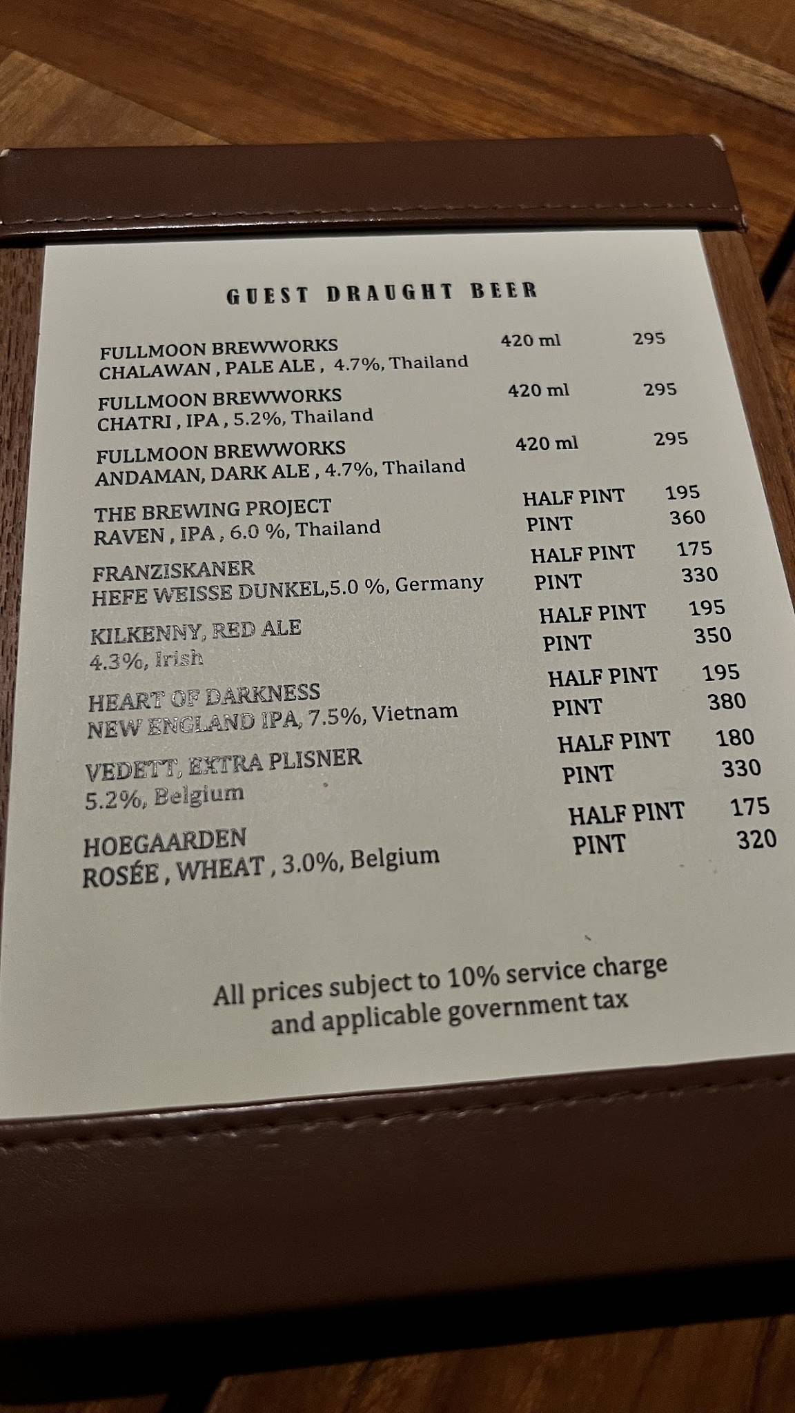 Menu at Beer Republic, Bangkok, 971 Phloen Chit Rd