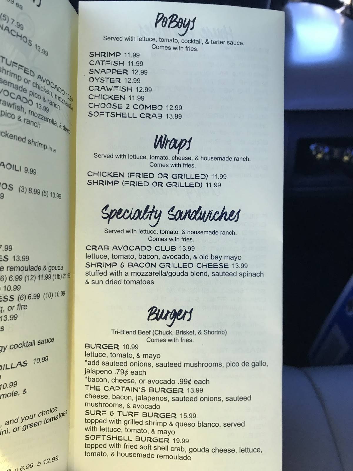Menu at Captain Brad's Coastal Kitchen pub & bar, Tomball