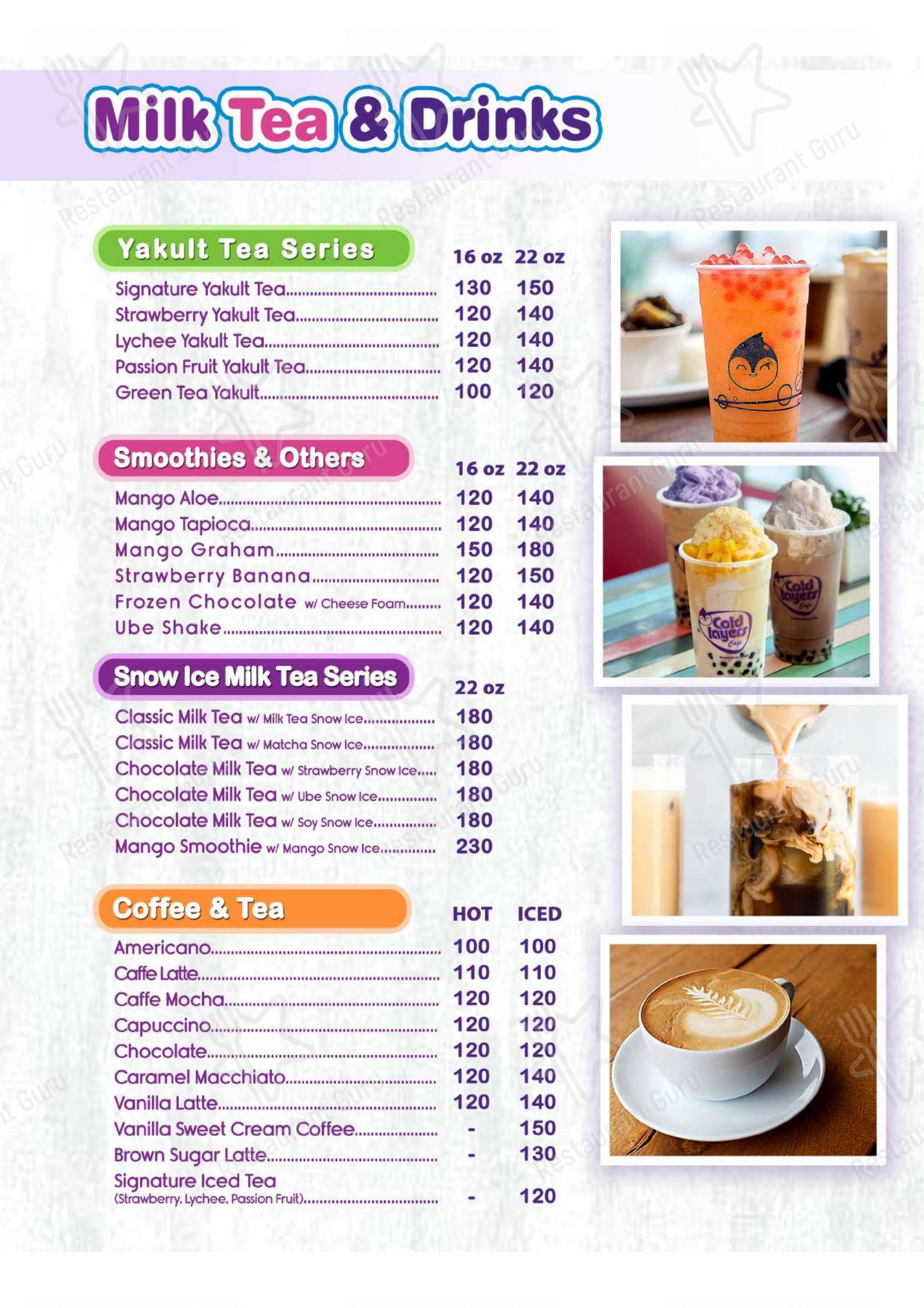 Carta de Cold Layers Cafe, Ciudad Quezon, 3rd Floor Fishermall