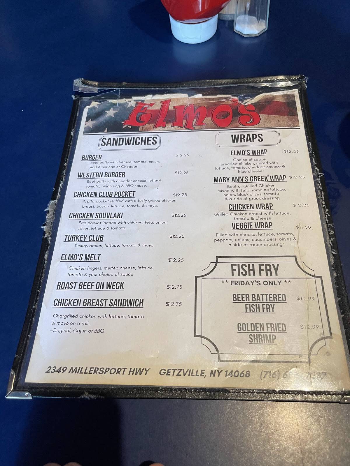 Menu at ELMO'S RESTAURANT & BAR, Getzville