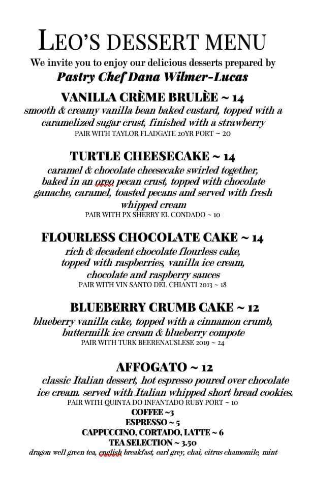 Menu at Leo's Seafood Restaurant & Bar, Grand Rapids