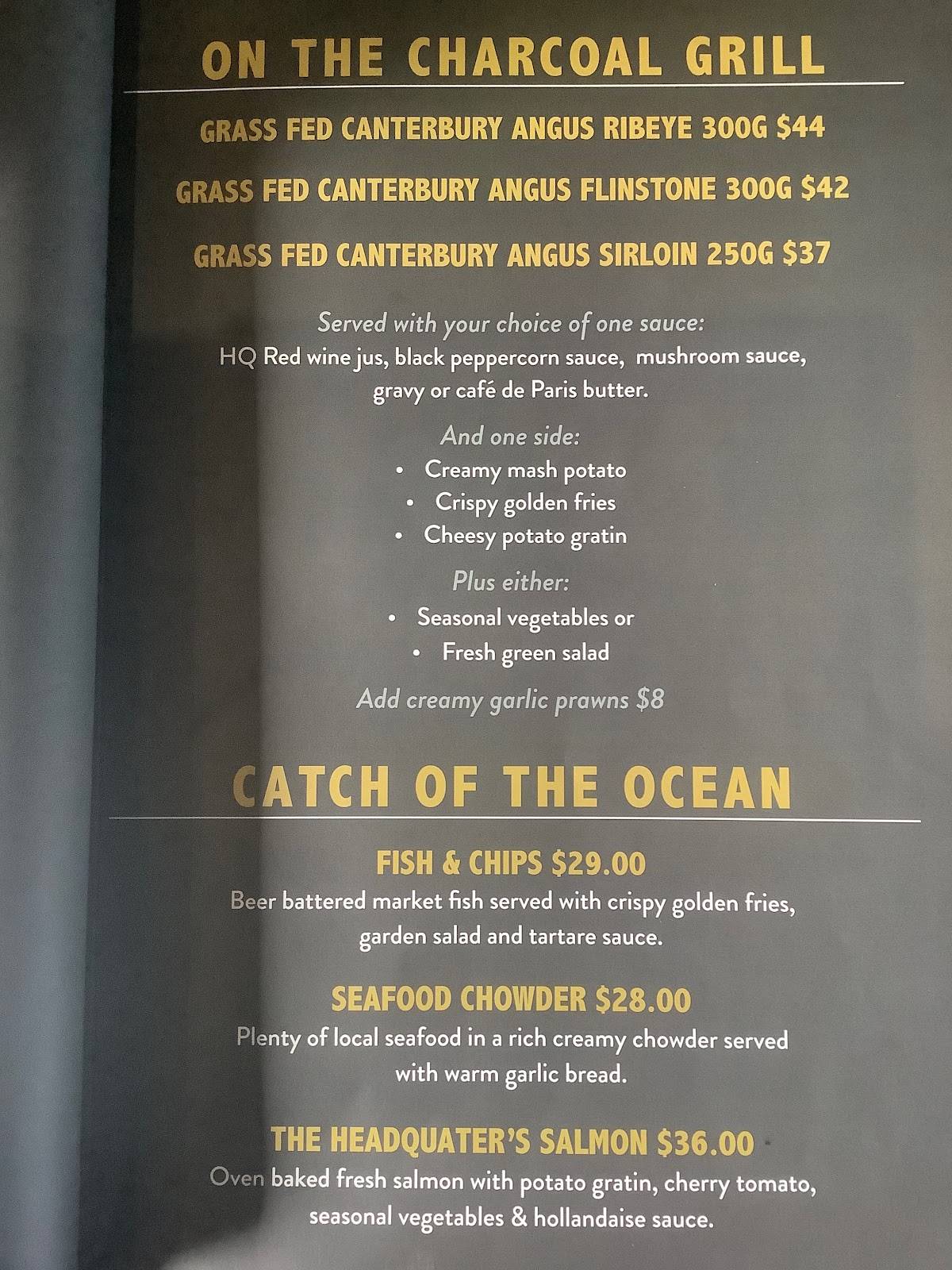 Menu at Lincoln HQ pub & bar, Lincoln