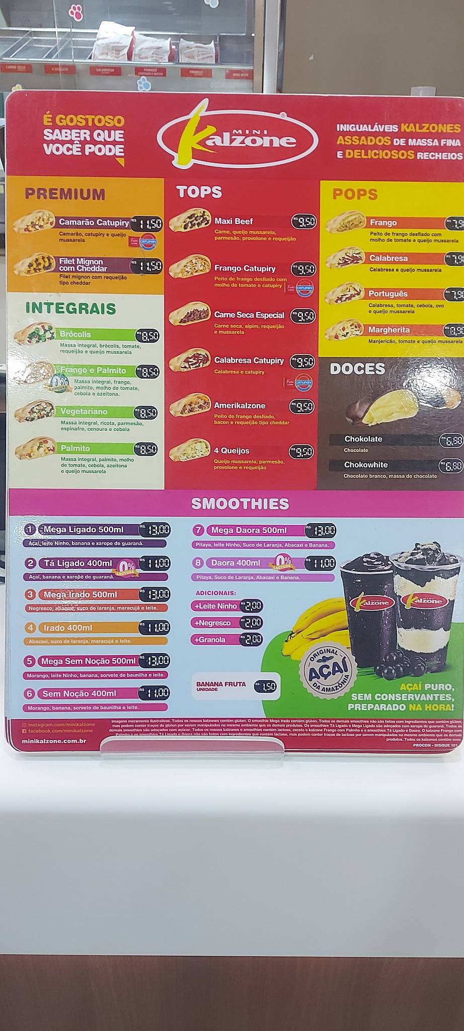 Menu em Mini Kalzone - Meia Praia Itapema restaurante, Itapema, 4142 ...