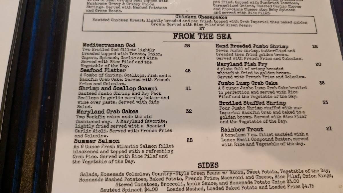 Menu at Rips Country Inn pub & bar, Bowie