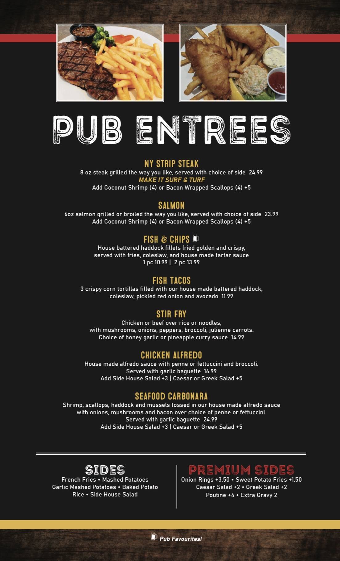 Menu at Riverside Pub, Miramichi