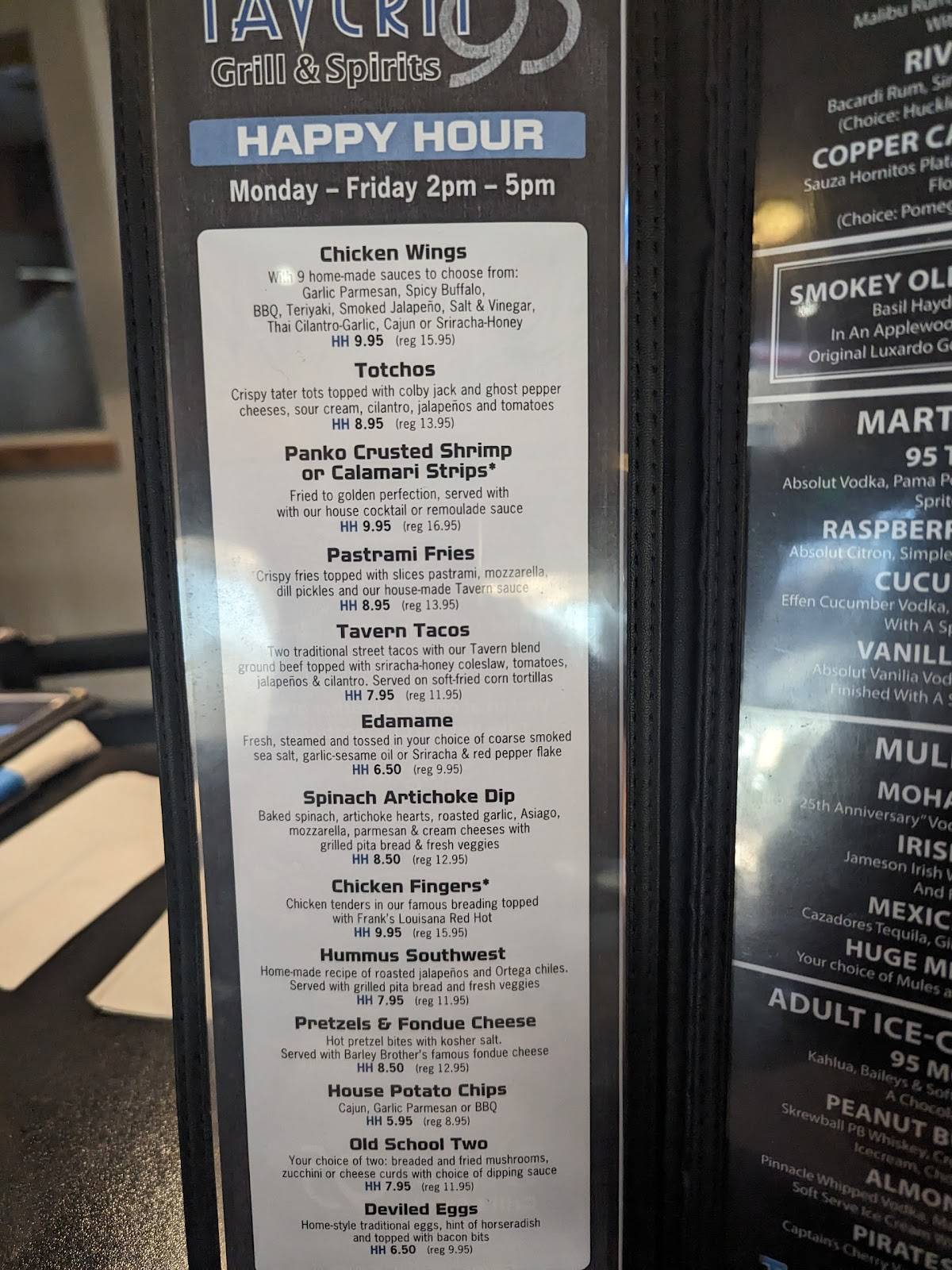 Menu at Tavern 95 pub & bar, Lake Havasu City