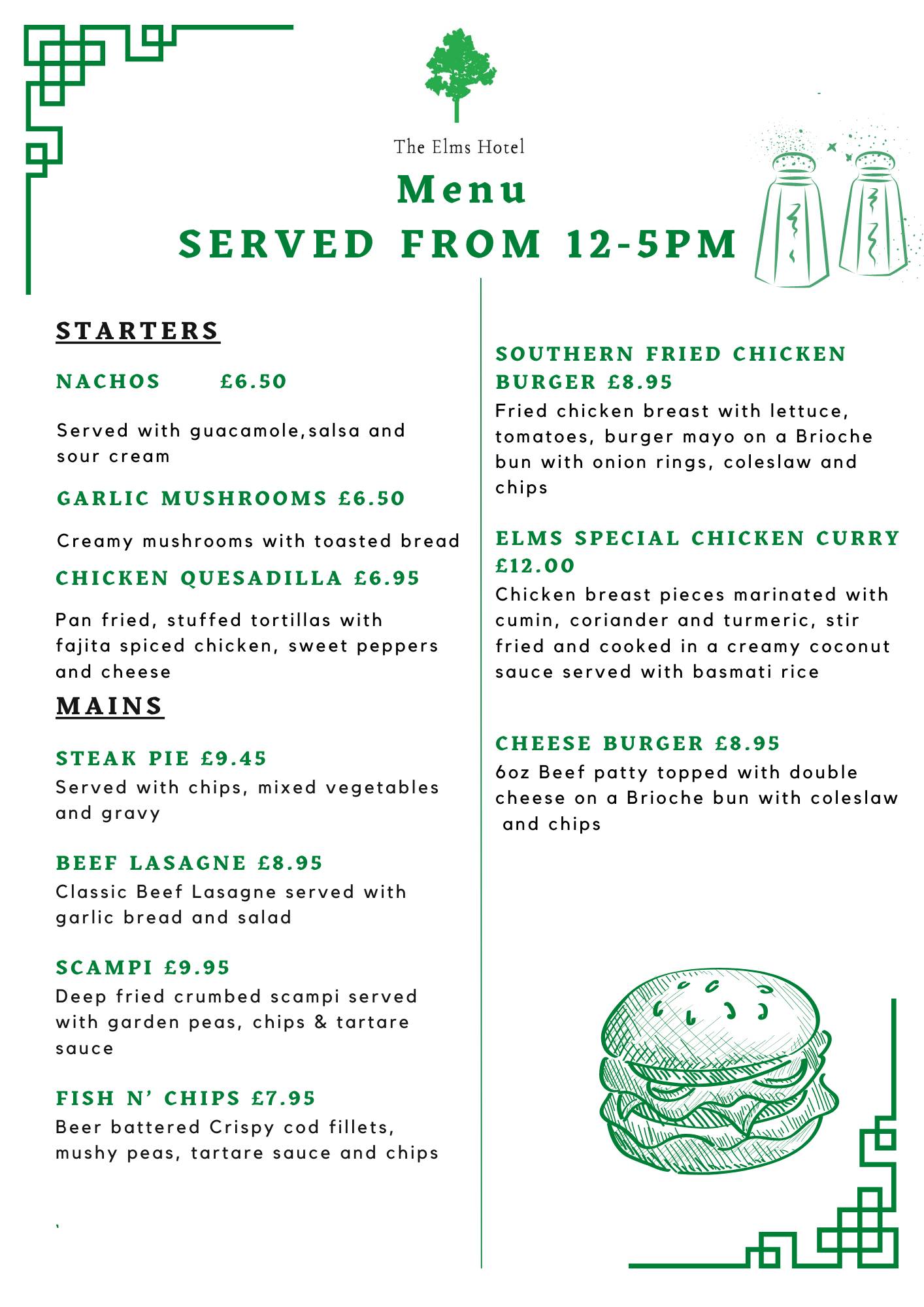 Menu at The Elms Hotel pub & bar, Retford