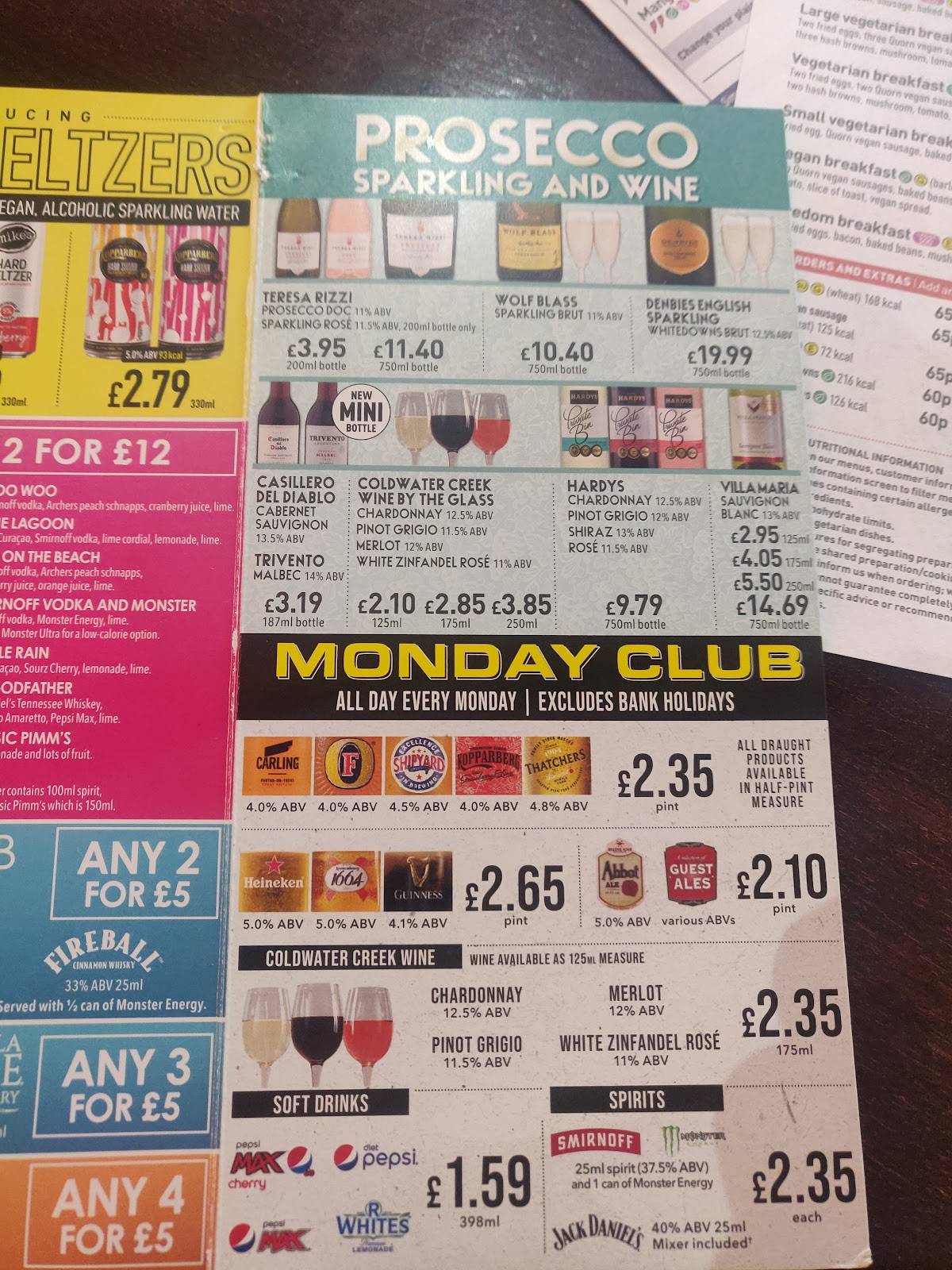 Menu at The Ivy Wall - JD Wetherspoon pub & bar, Spalding, 18-19 New Rd