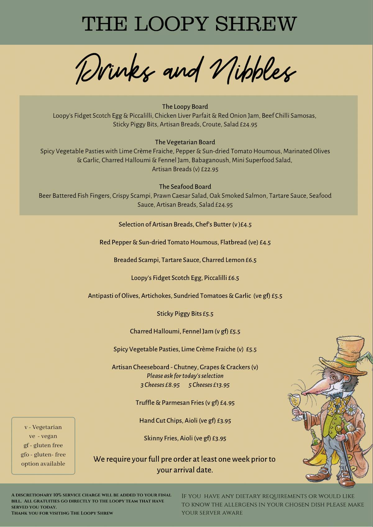 Menu at The Loopy Shrew pub & bar, Shrewsbury