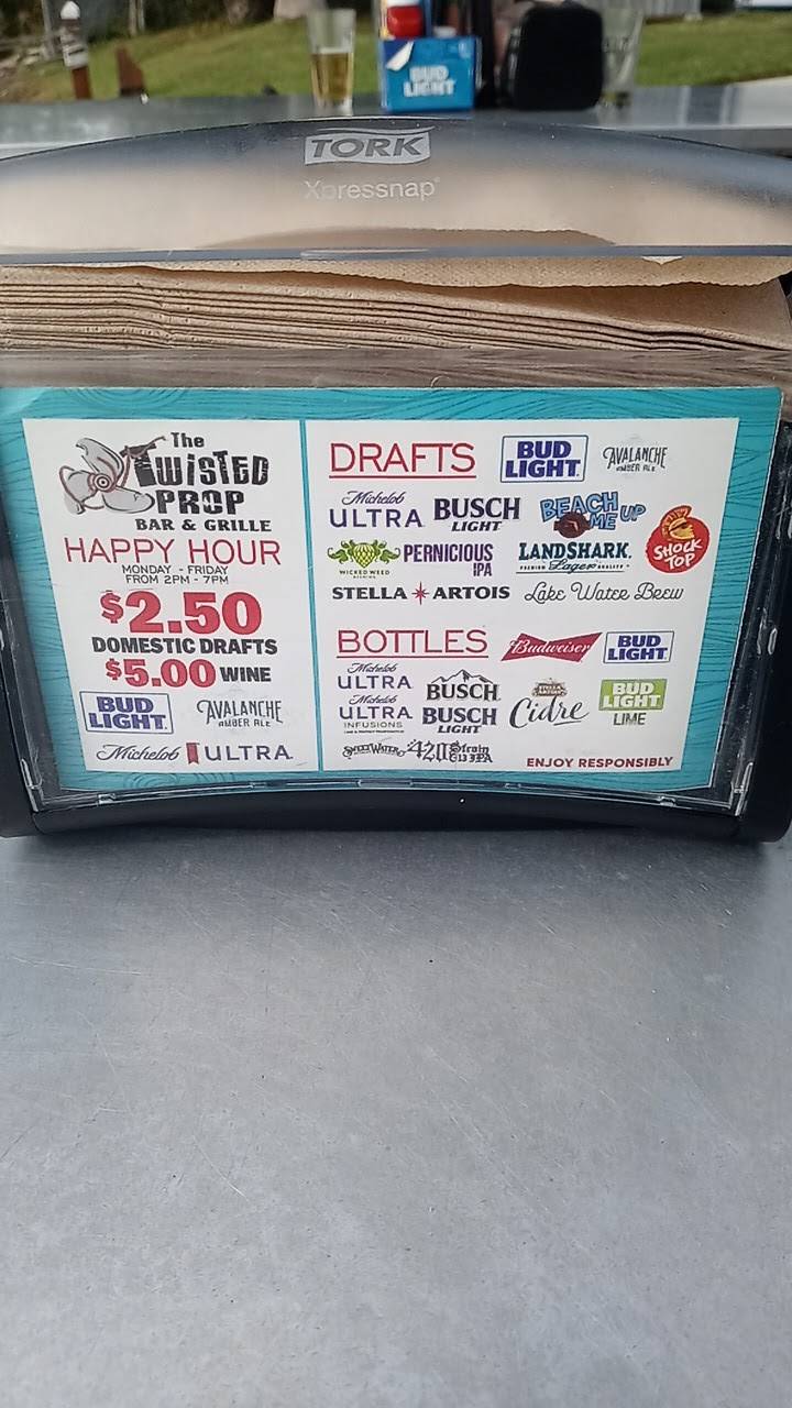 Menu at The Twisted Prop Bar & Grille, Winter Haven