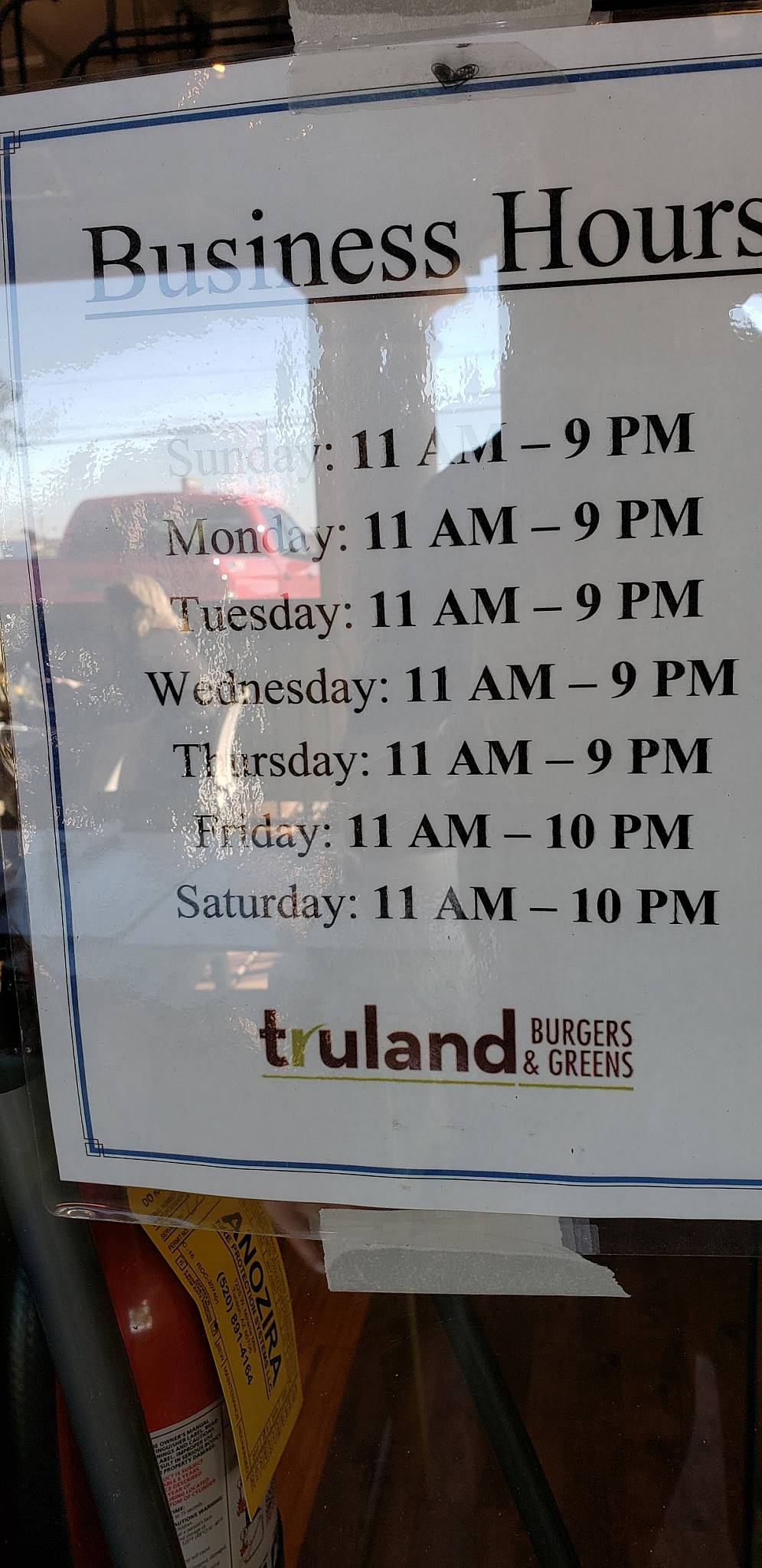 Menu at Truland Burgers & Greens Tucson pub & bar, Tucson