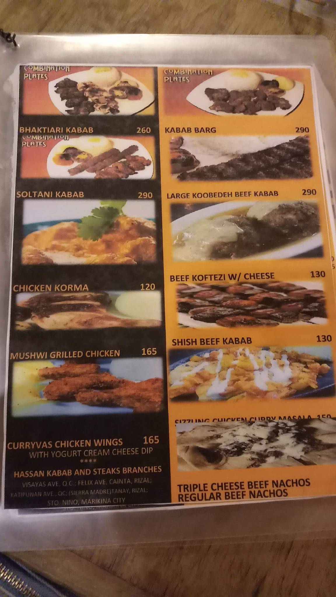 Menu at Hassan Kabab and Steaks pub & bar, Quezon City, Katipunan Ave