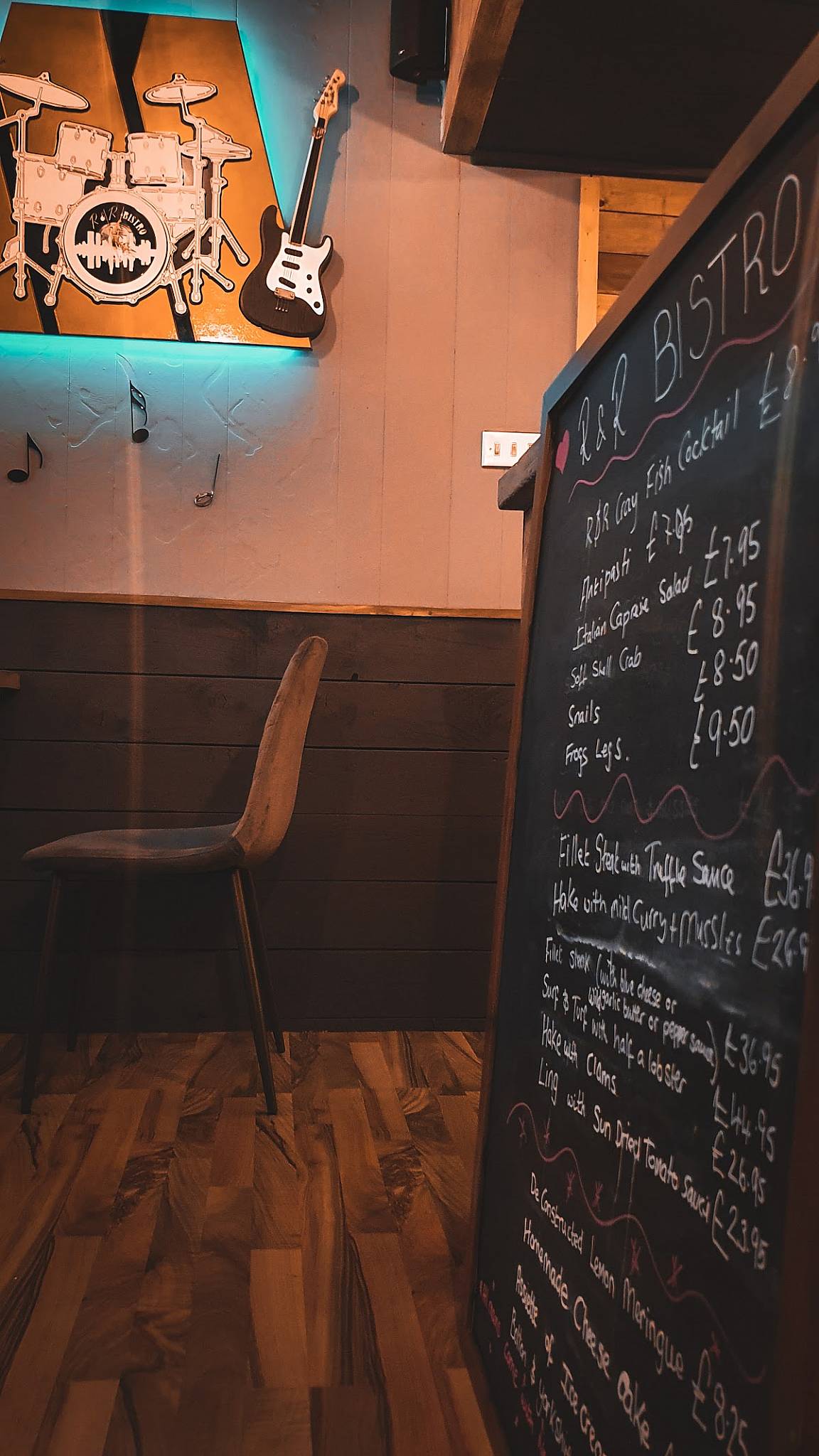 Menu at R & R Bistro restaurant, Saltburn-by-the-Sea