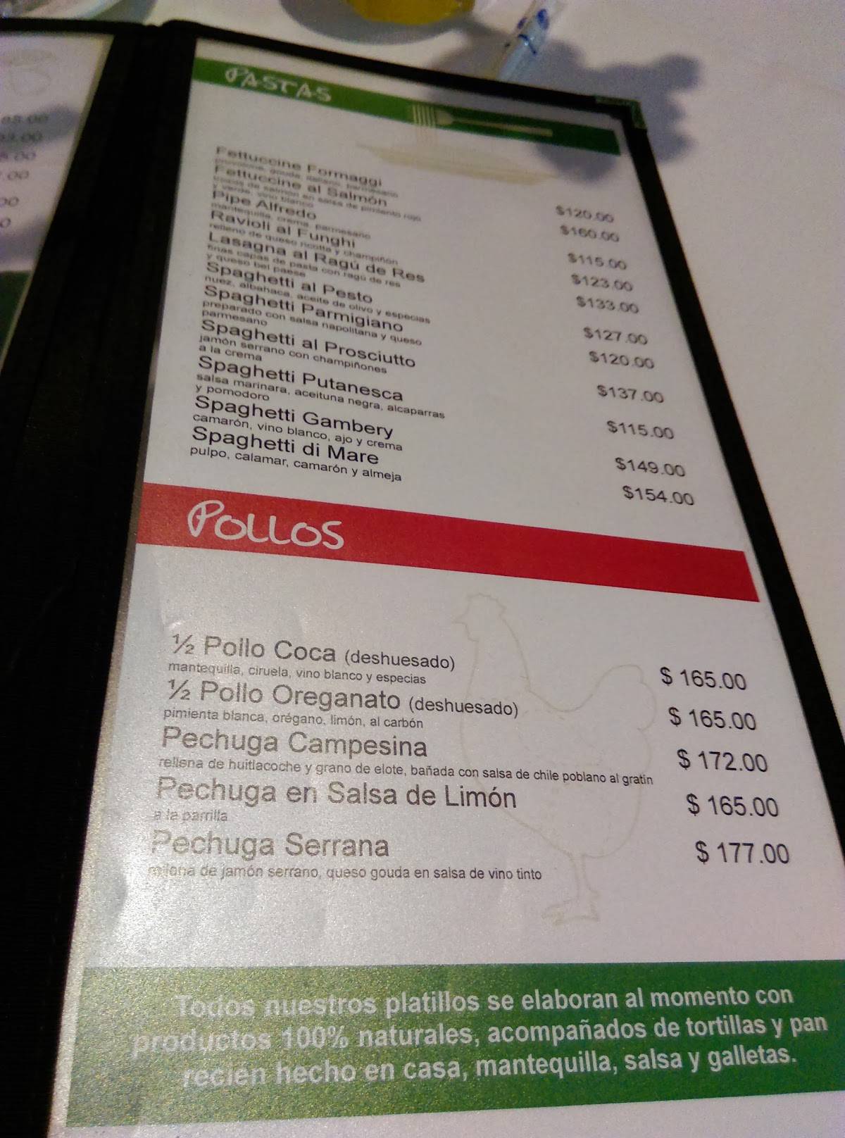 Carta de RESTAURANTE EMILIANOS, Morelia, Artilleros de 1847 1643