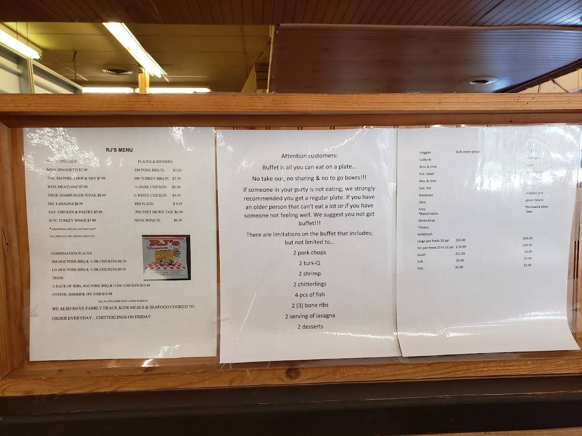 Menu at RJ's Famous Chicken, BBQ & Ribs, Greenville