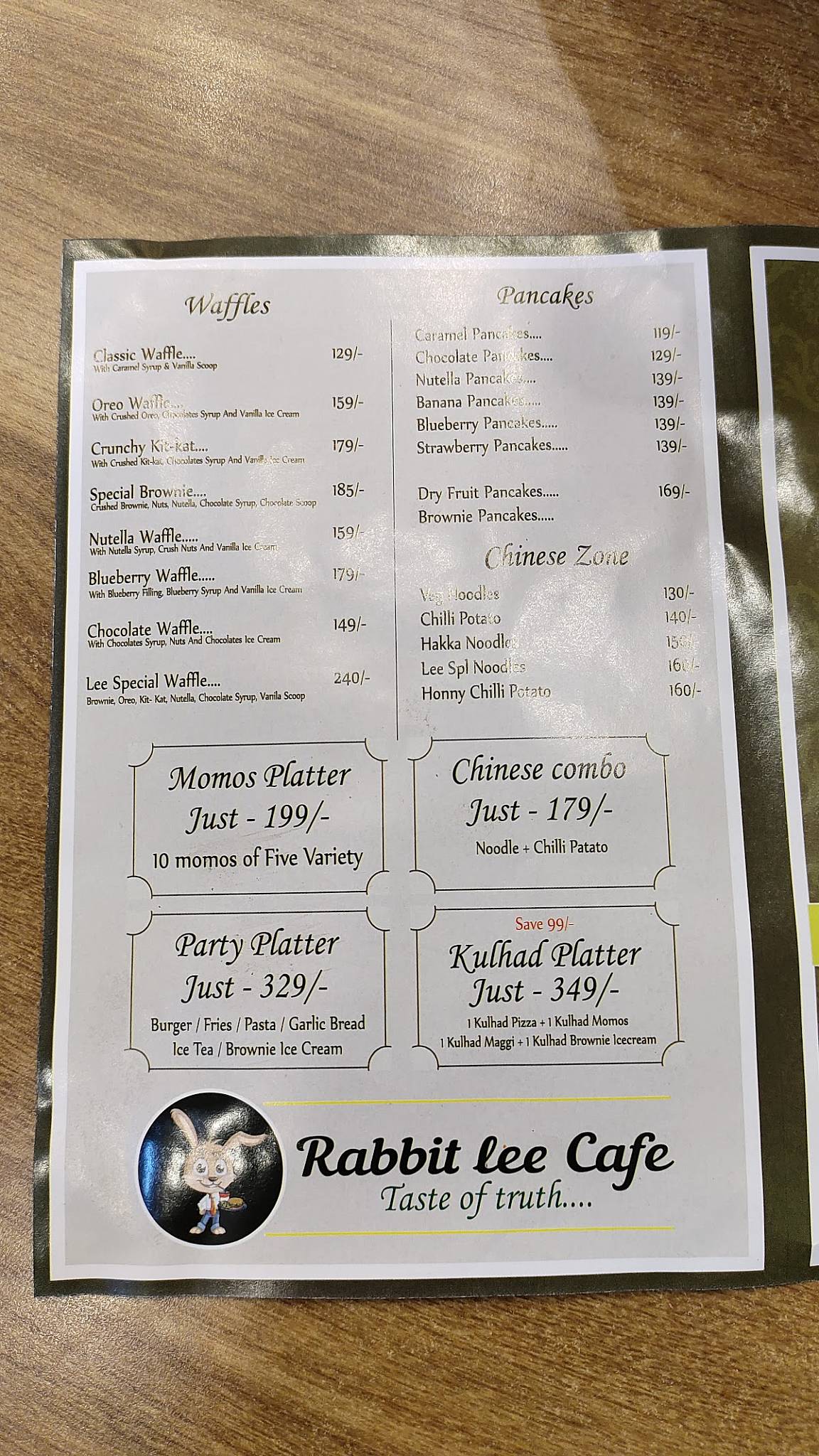 Menu at Rabbit Lee Cafe, Delhi