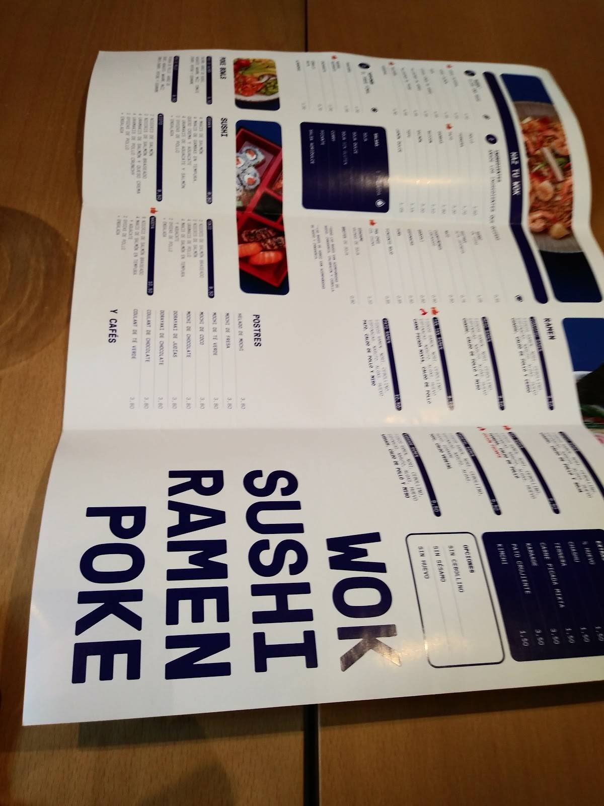 Menu at Raisu restaurant, Barcelona
