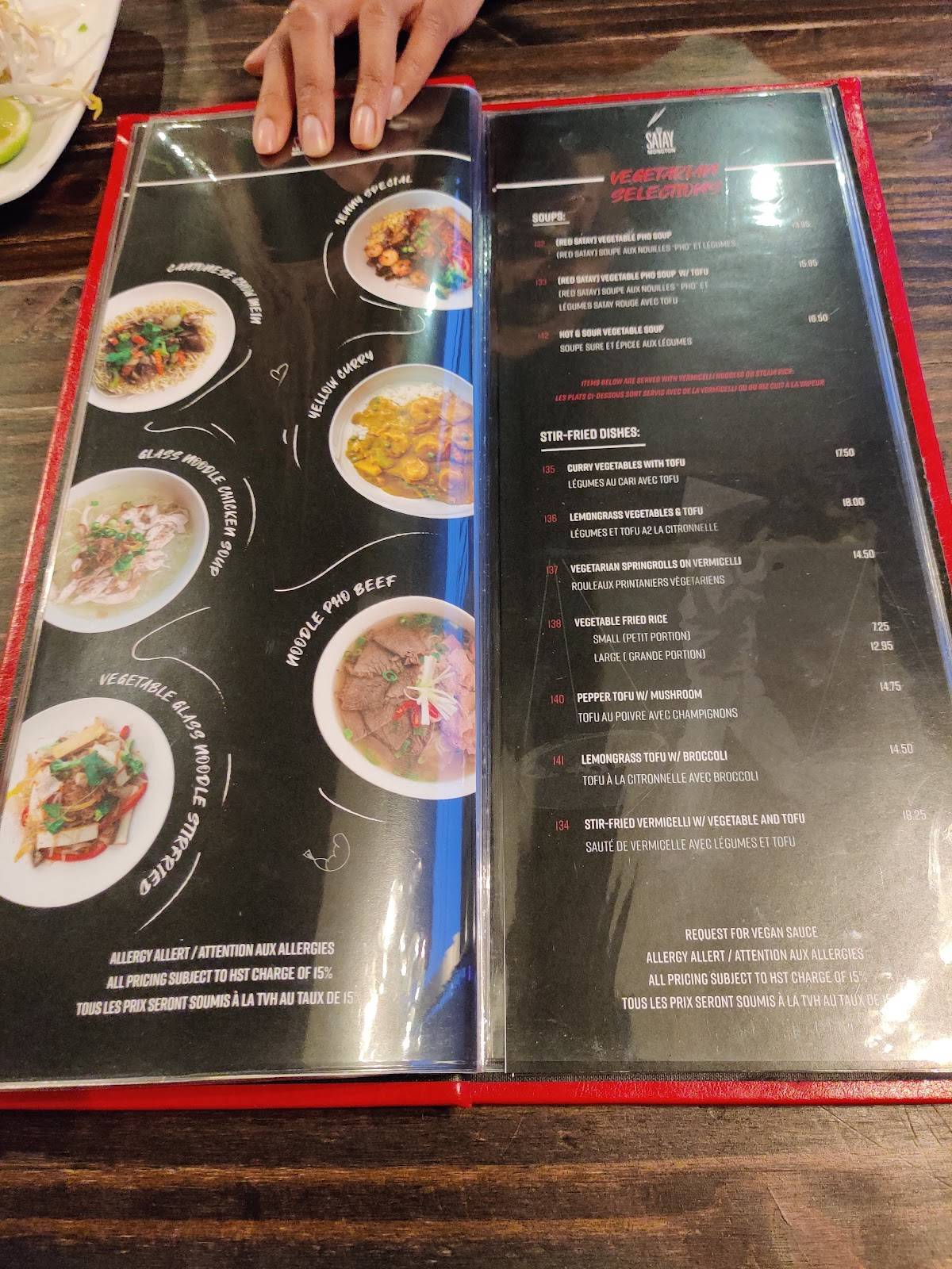 Menu at Red Satay Grill restaurant, Moncton