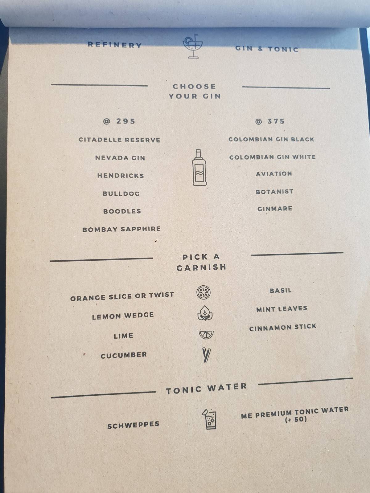 Menu at Refinery cafe, Makati, Joya Tower